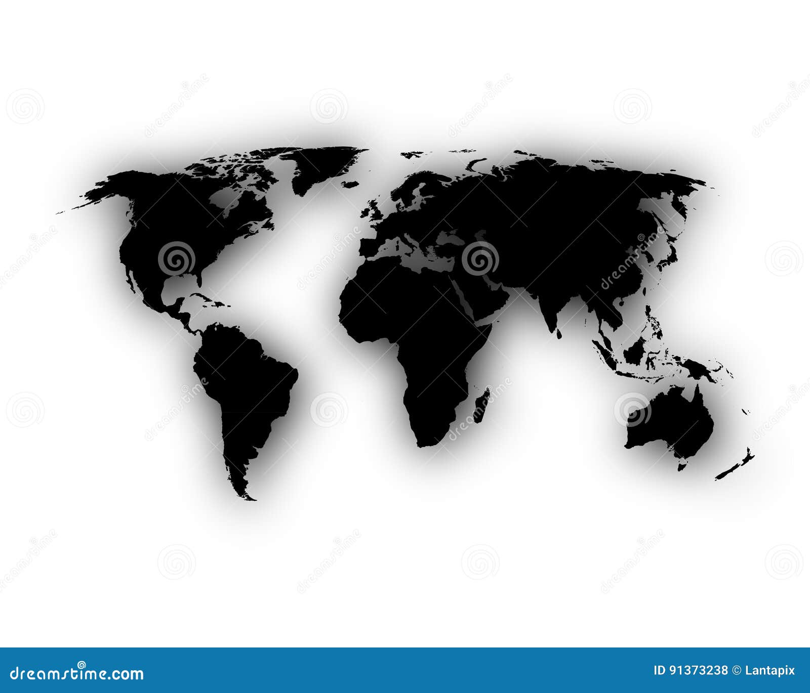 Map of the World with Shadow Stock Vector - Illustration of shape, icon ...
