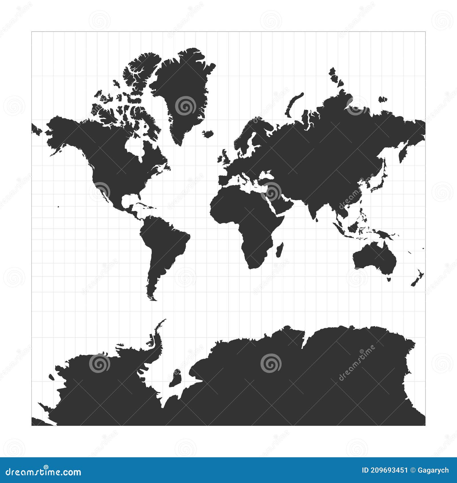 Map of the World. Spherical Mercator Projection Stock Vector ... Map of the World. Spherical Mercator Projection Stock Vector ...