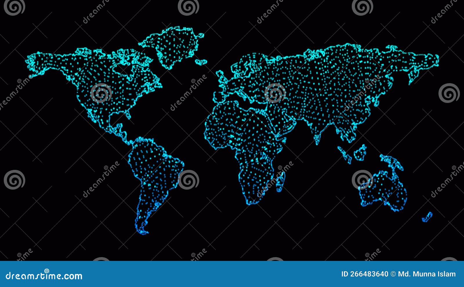 Map of the World on a Technological Background . Stock Photo - Image of ...