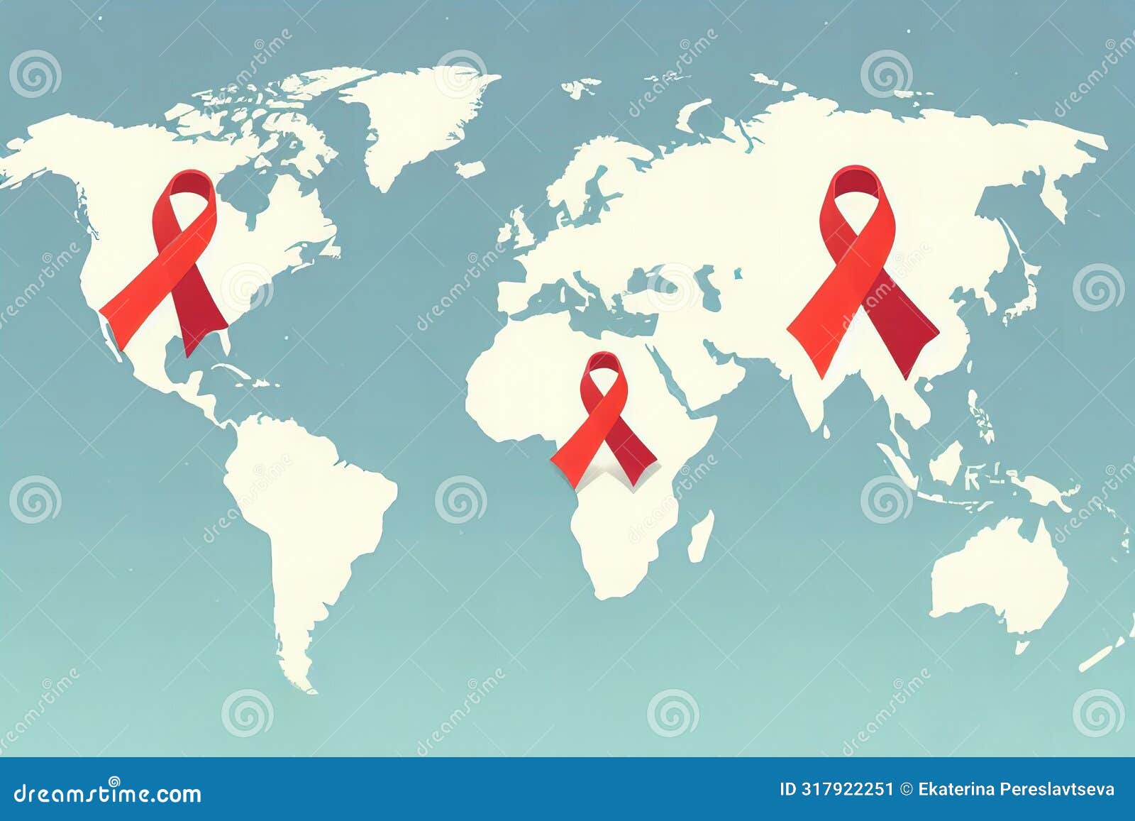 A Map of World with Three Red Ribbons on it Stock Image - Image of ...