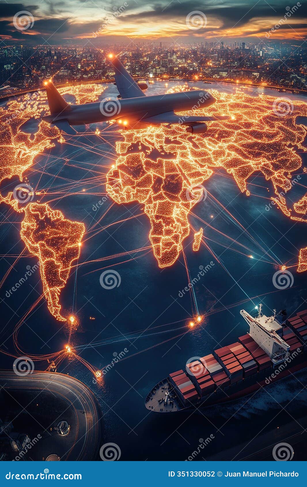 A Map of the World with Trade Routes that Connect and Symbolize World ...