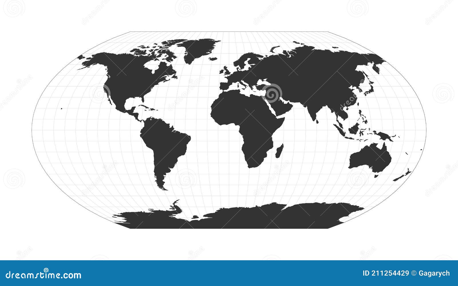 Map of the World. Wagner VI Projection Stock Vector - Illustration of ...