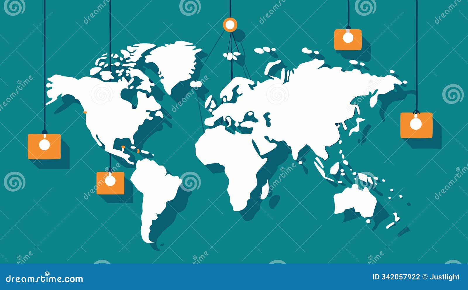 A Map Of The World On The Wall Marking Out Current Research Collaborations.. Vector Illustration ...