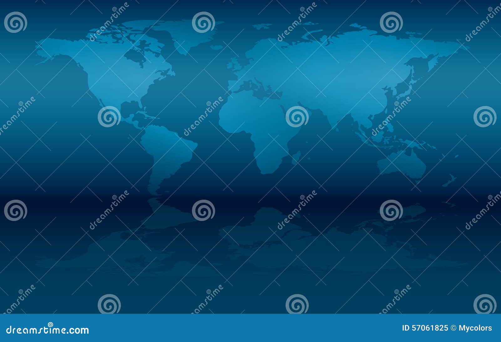 Map of the Vector World on the Wall and Reflection Stock Vector ...