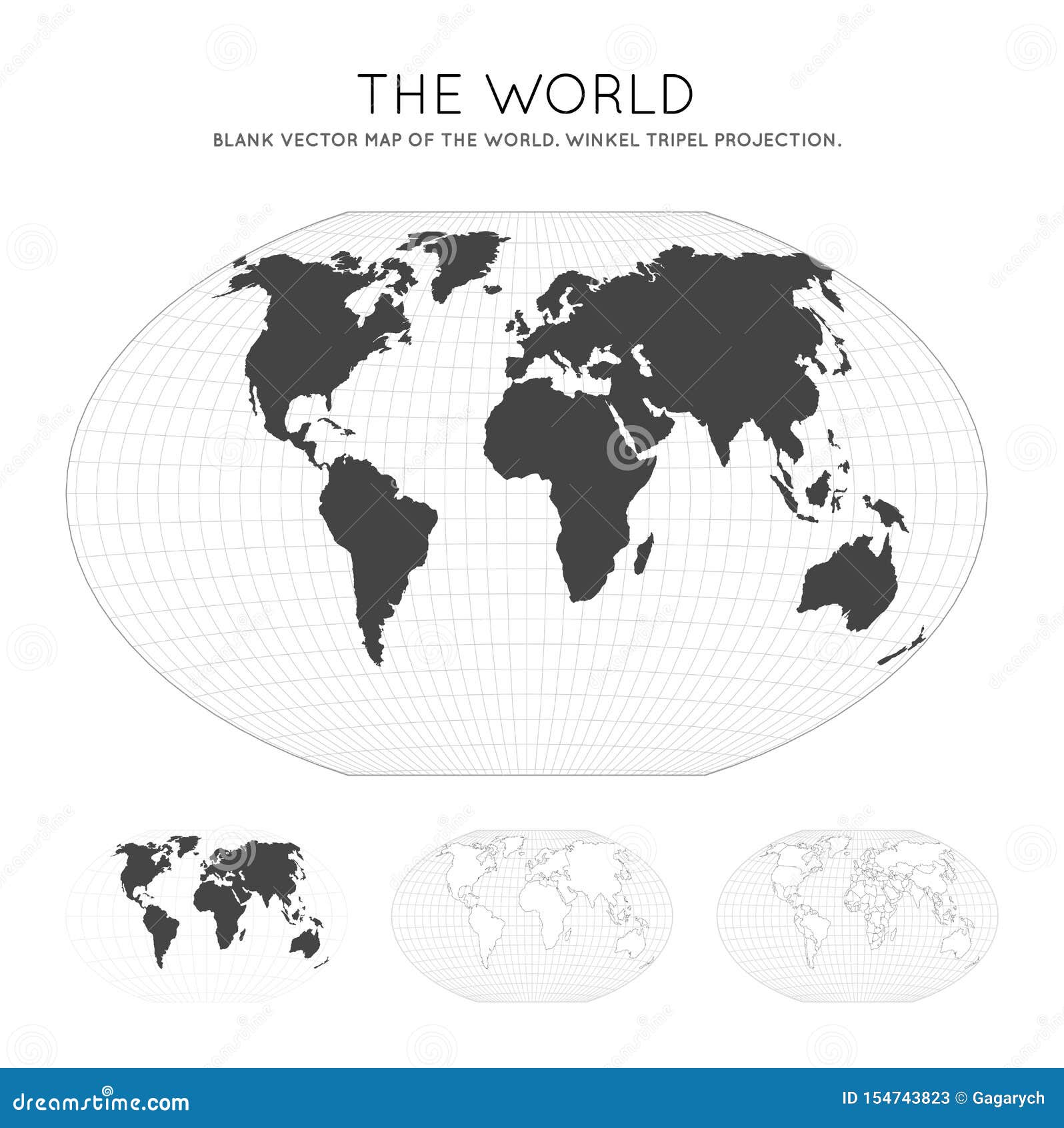 World Map. Winkel Tripel Projection. Vector Illustration ...