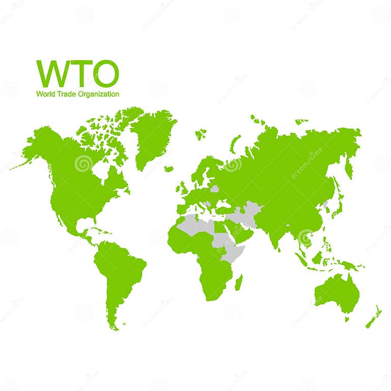 Map of the WTO stock vector. Illustration of nations - 144078594