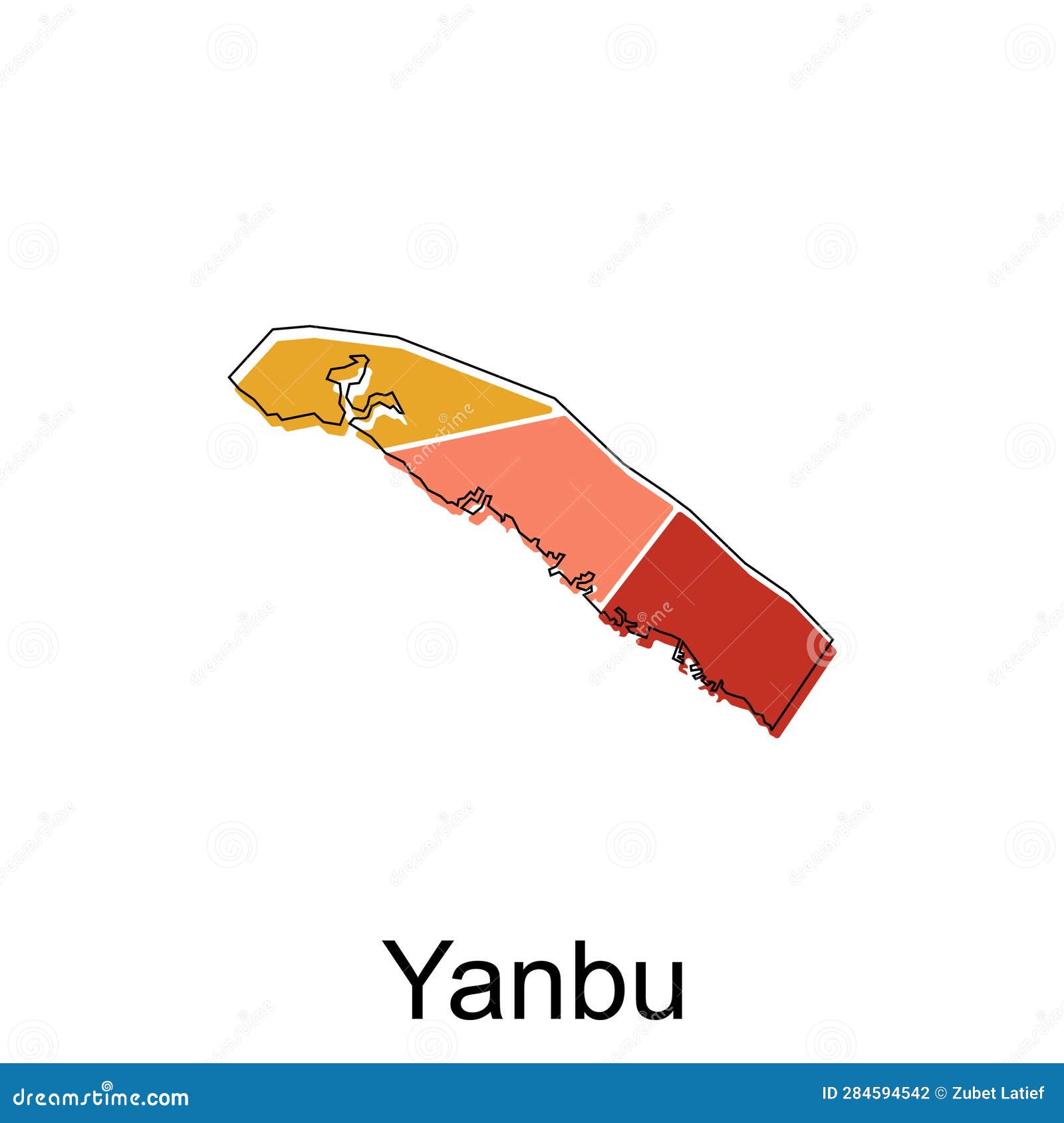 Map of Yanbu Colorful Modern Vector Design Template, National Borders ...