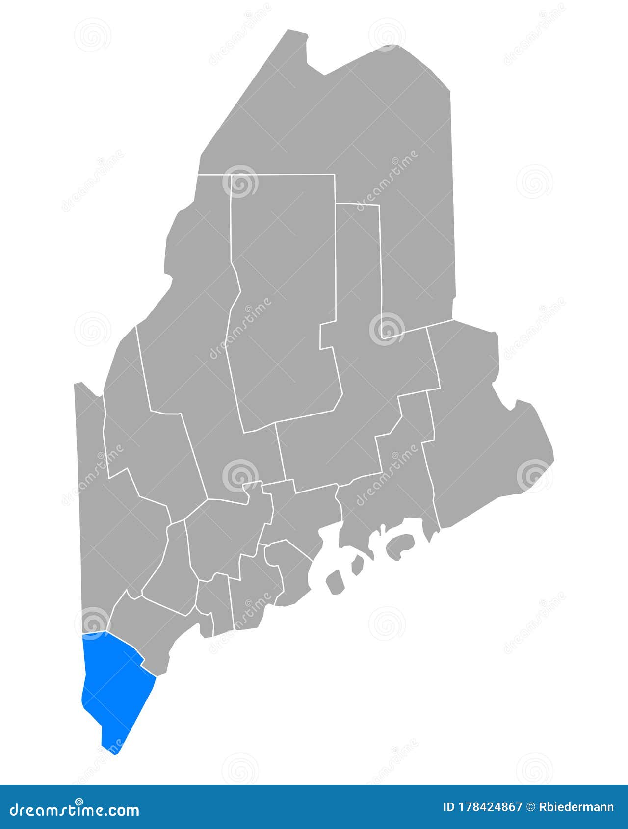 Map of York in Maine stock vector. Illustration of maine - 178424867