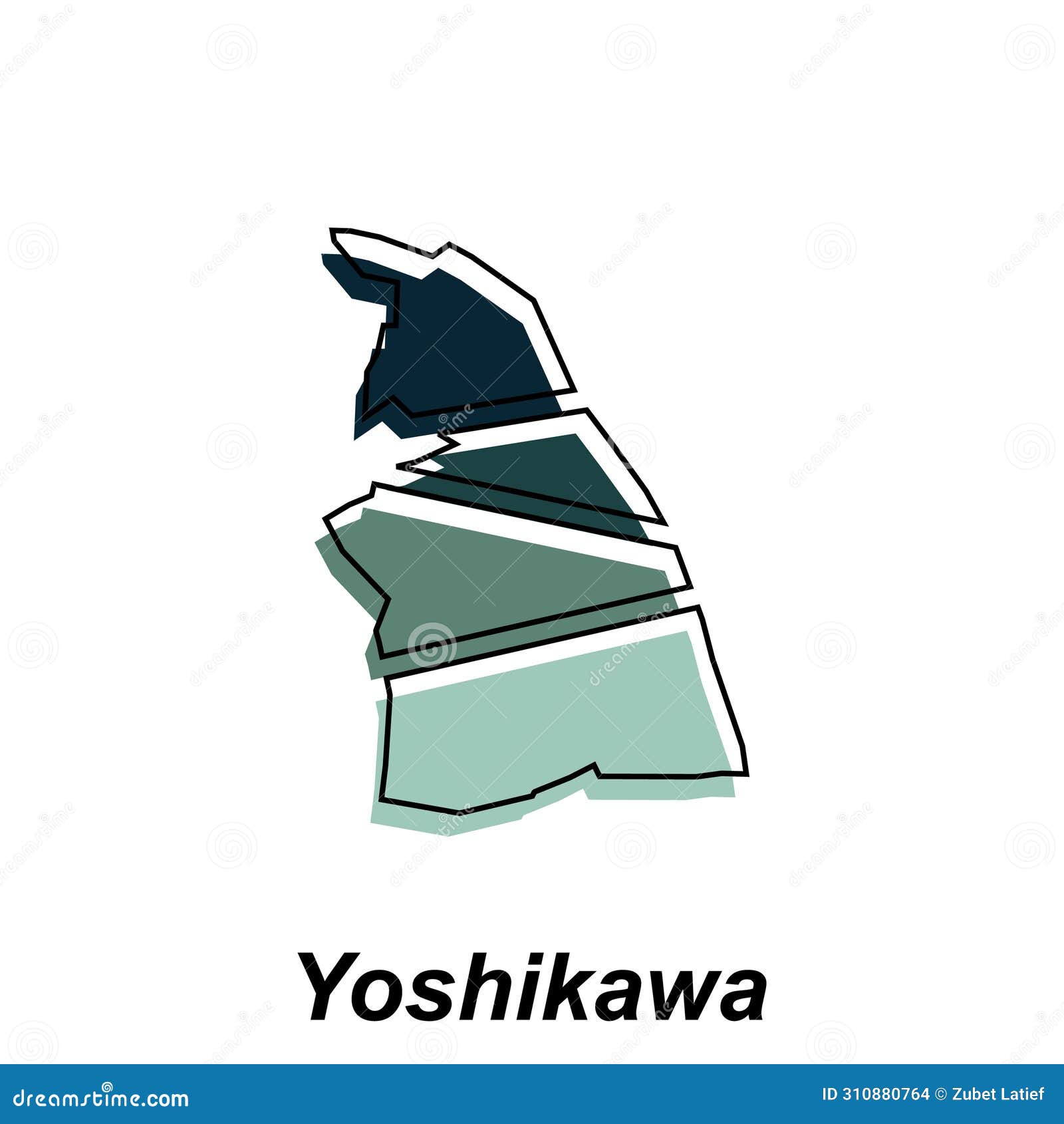 Map of Yoshikawa Geometric Outline Vector Design Template Stock Vector ...