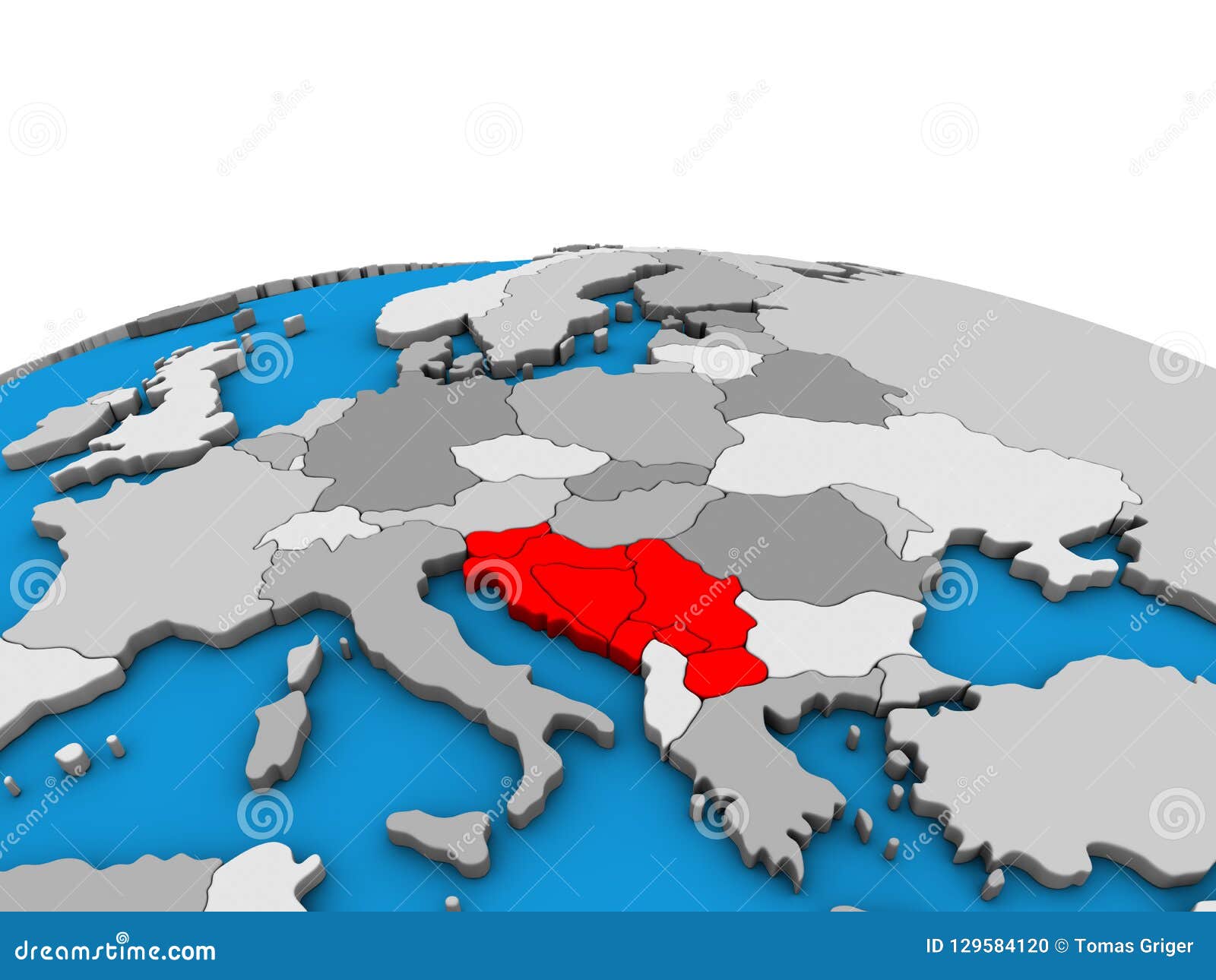 Map of Yugoslavia on 3D Globe Stock Illustration - Illustration of ...