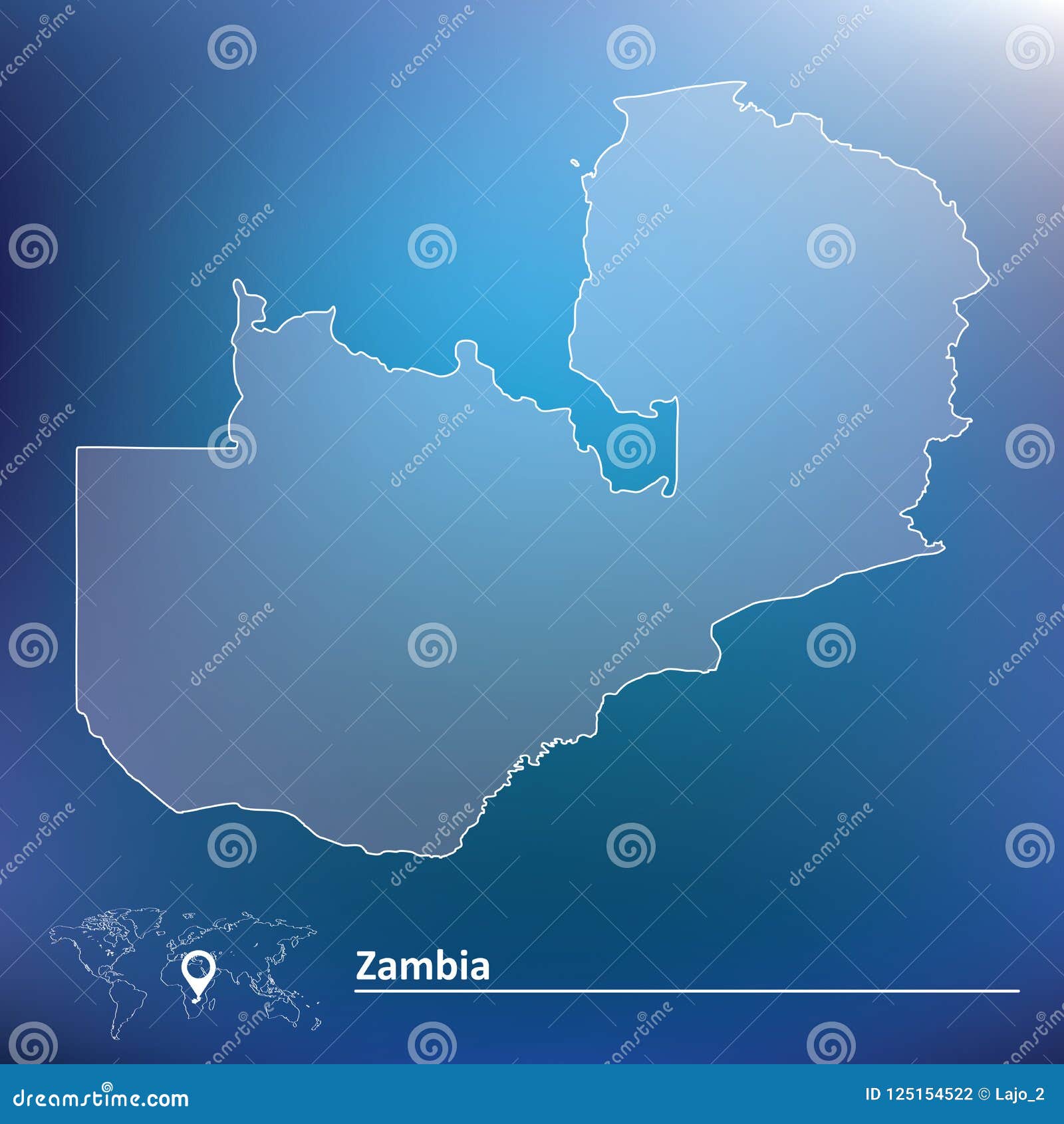 Map of Zambia stock vector. Illustration of outline - 125154522