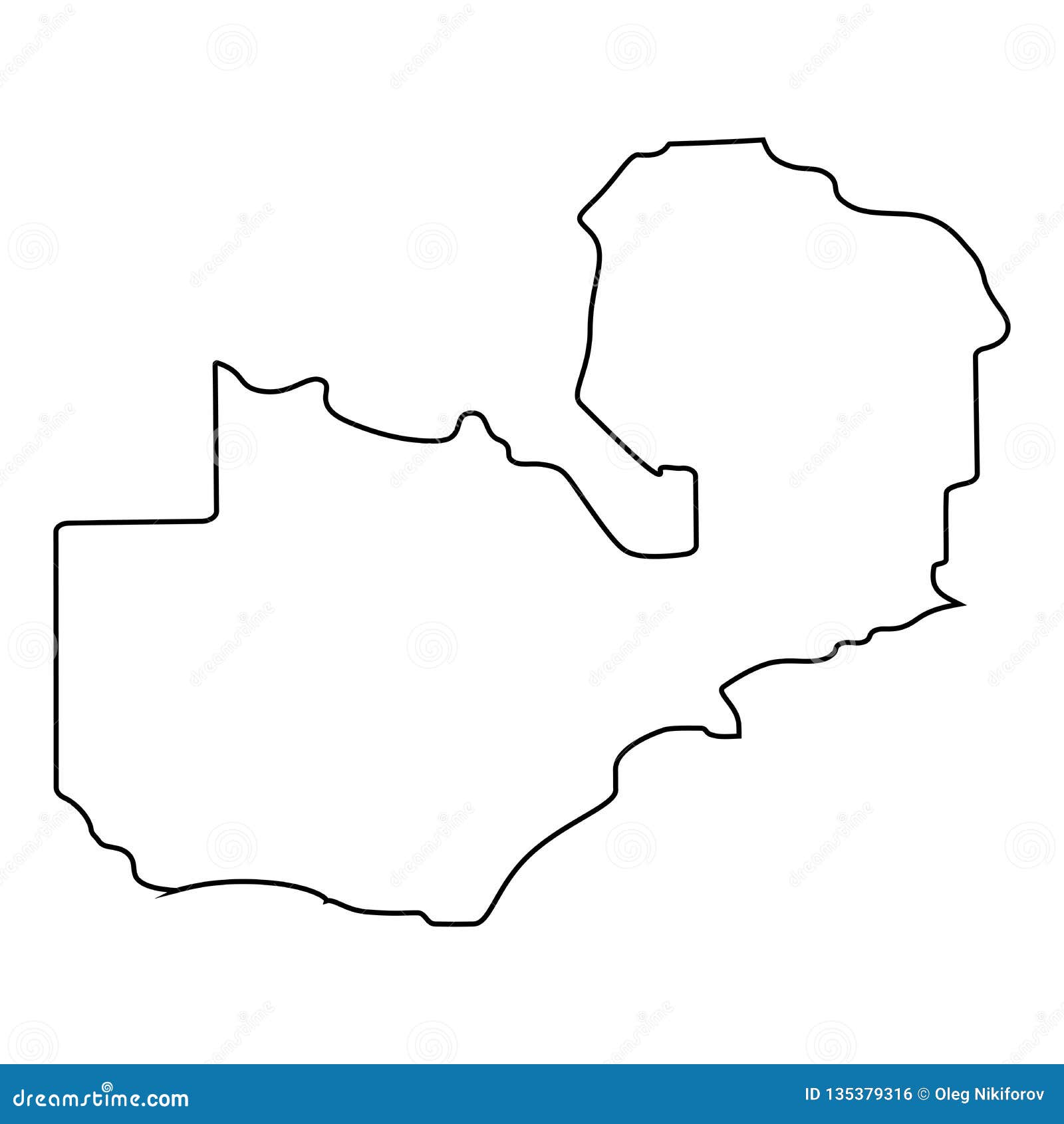 Map of Zambia - outline stock illustration. Illustration of country ...