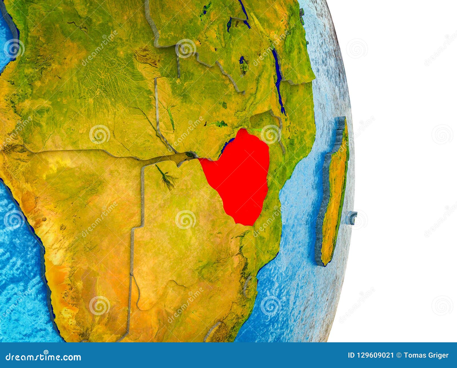 Map of Zimbabwe on 3D Earth Stock Illustration - Illustration of ...