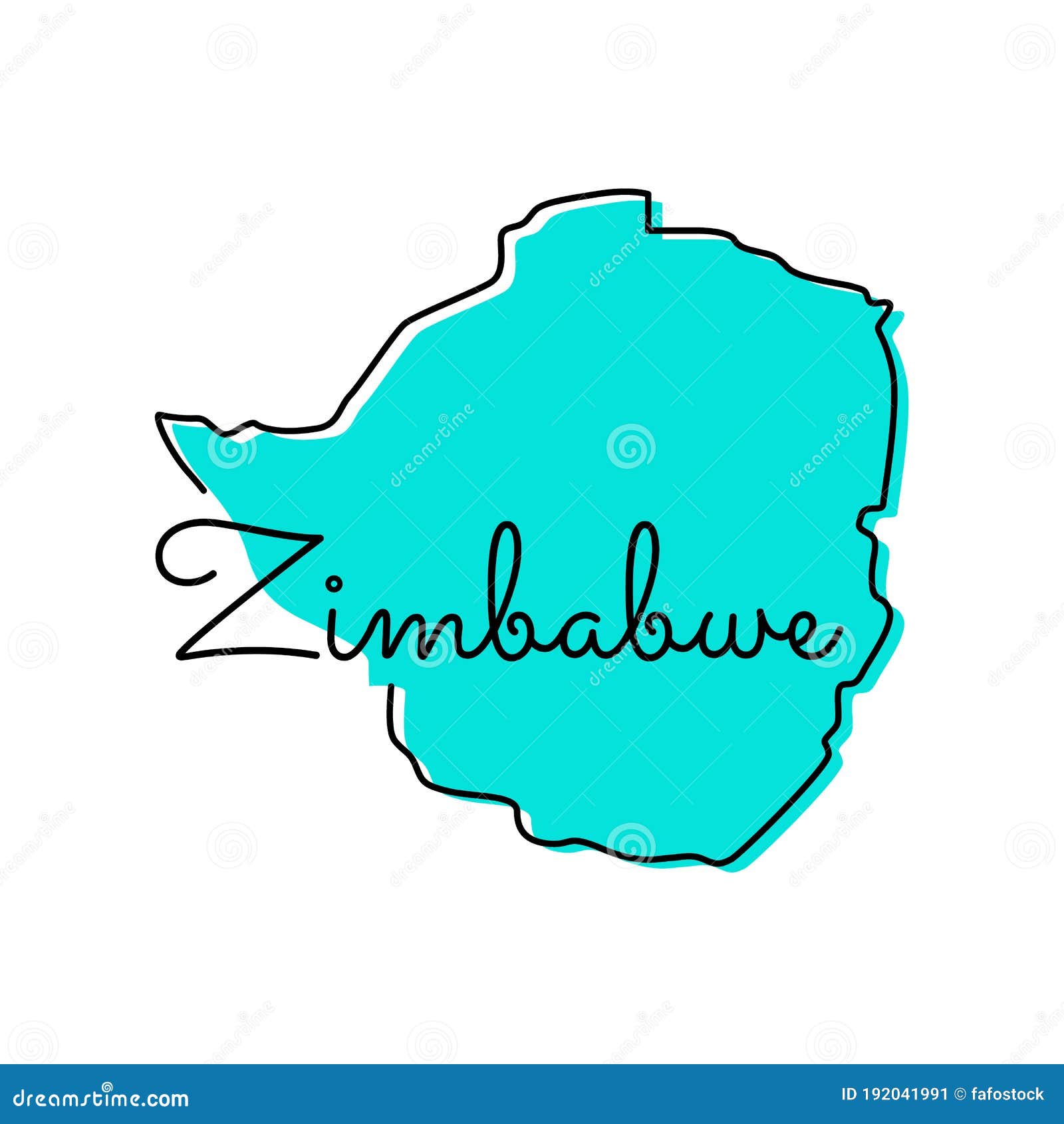 Zimbabwe Vector Map Isolated On White Background. High-Detailed Black ...