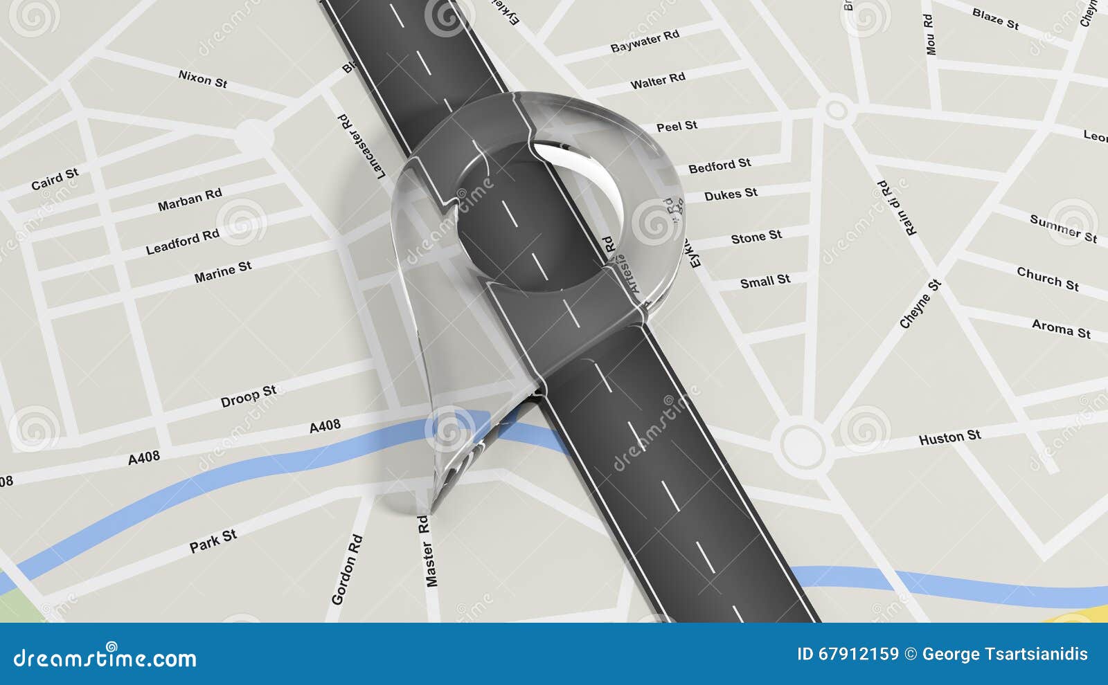 Map with zoom on road stock illustration. Illustration of trip - 67912159