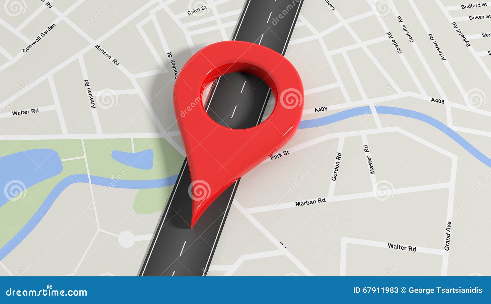 Map with zoom on road stock illustration. Illustration of position ...