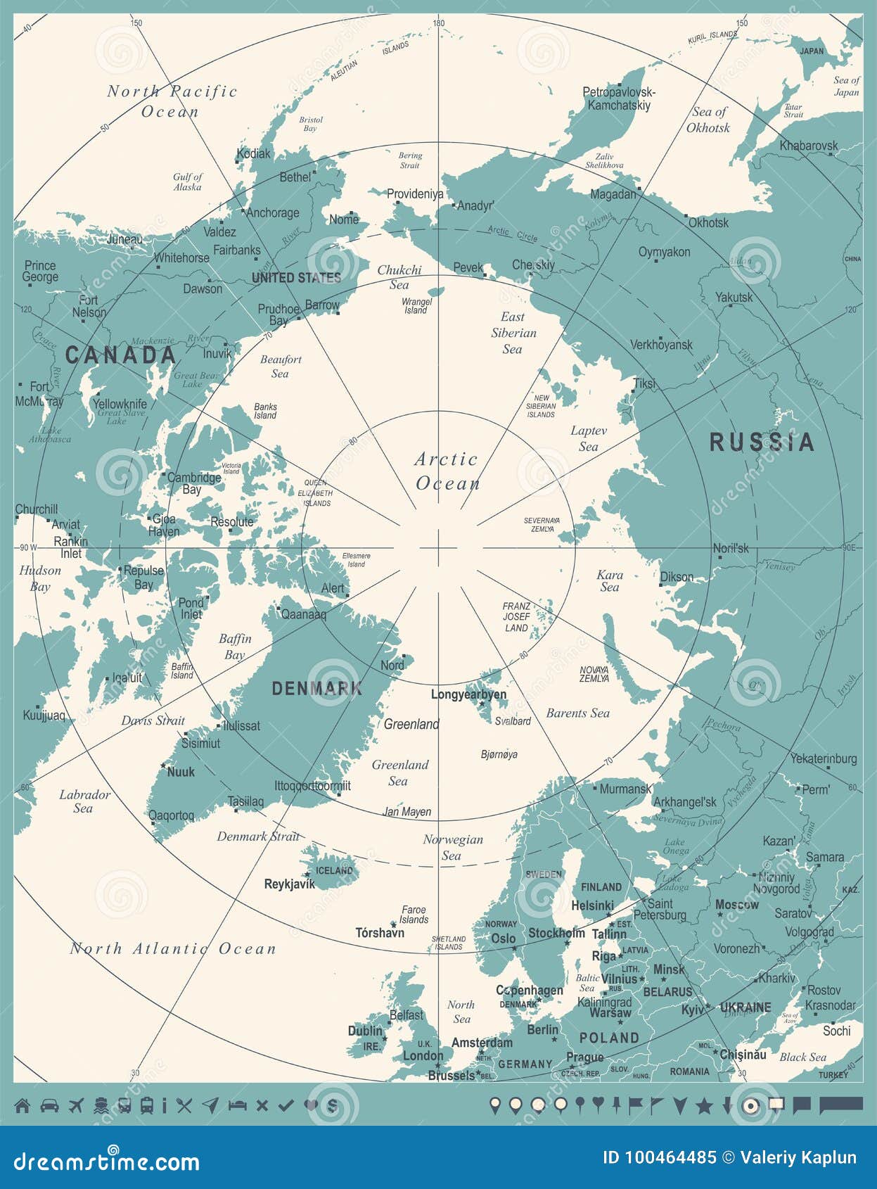 Mapa ártico - Ejemplo Del Vector Del Vintage Stock de ilustración ...