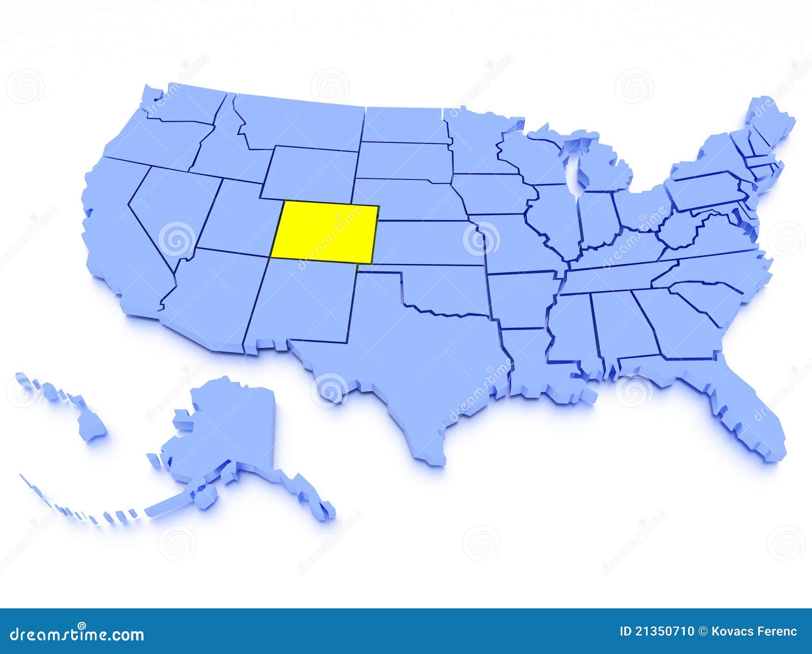 Mapa 3D De Estados Unidos - Estado Colorado Ilustração Stock ...