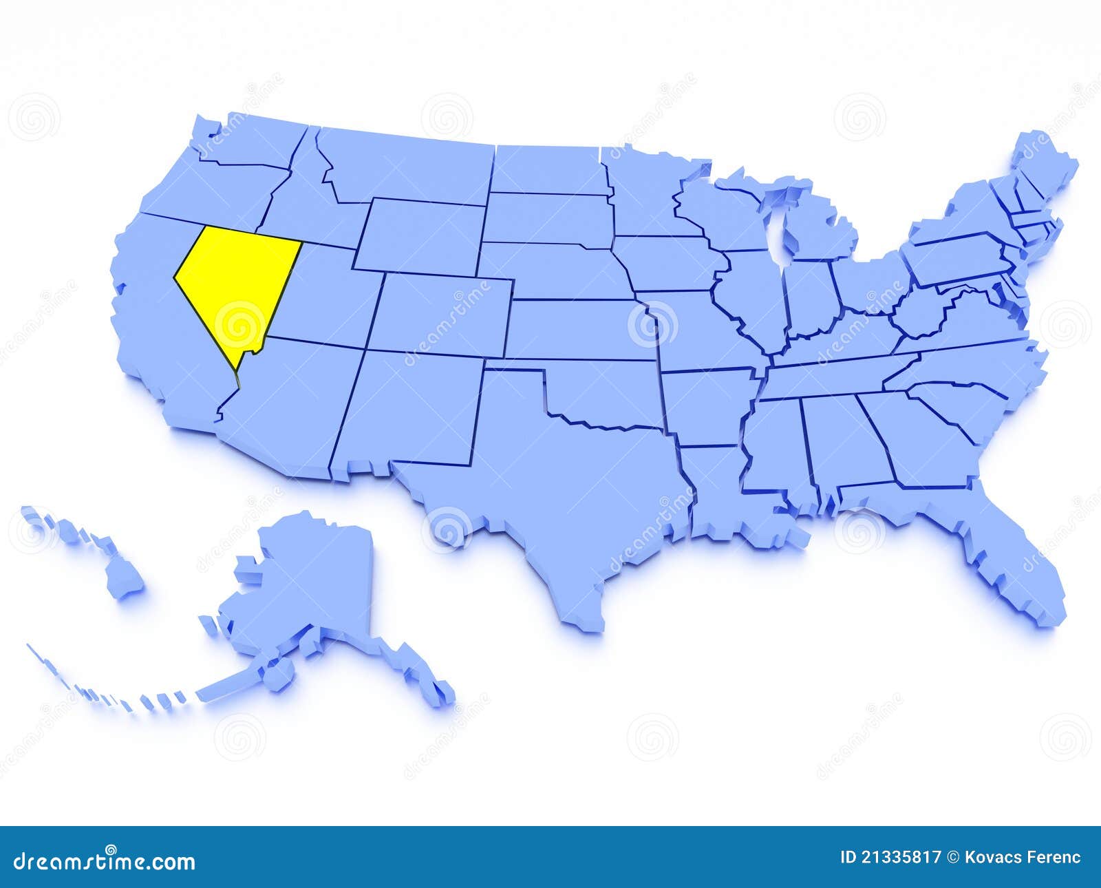 Mapa 3D De Estados Unidos - Estado Nevada Ilustração Stock - Ilustração ...