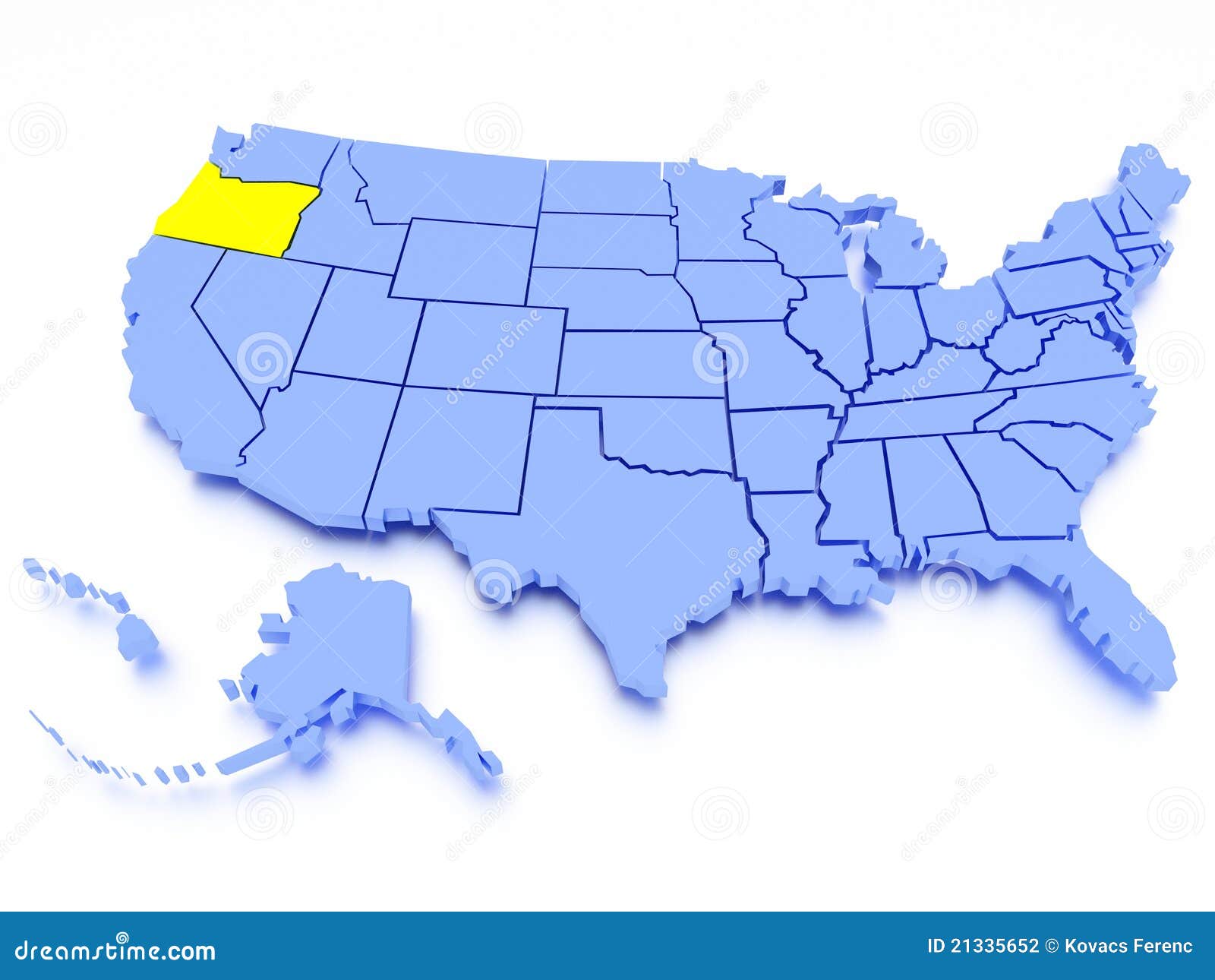 Mapa 3D De Estados Unidos - Estado Oregon Ilustração Stock - Ilustração ...