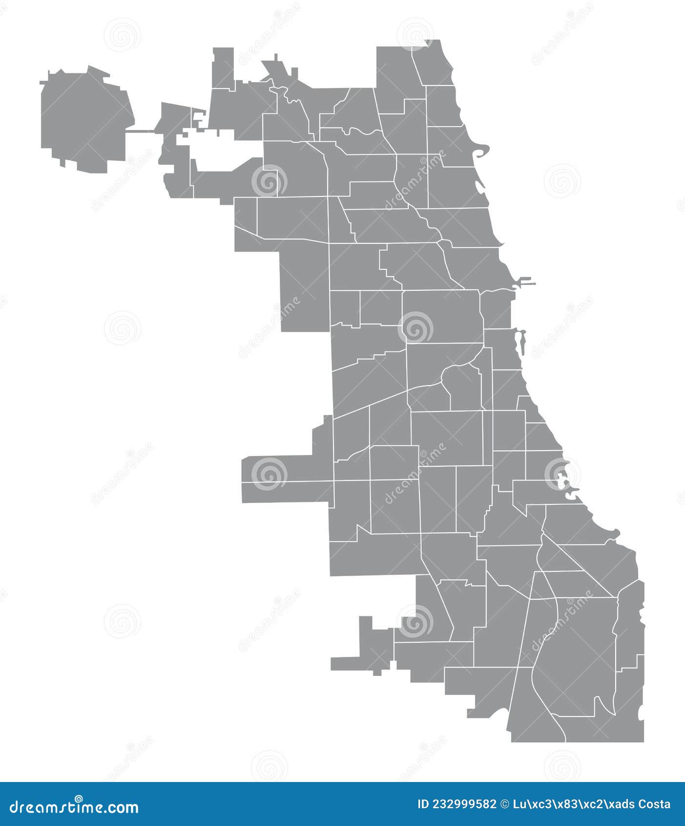 Mapa Administrativo Da Cidade De Chicago Ilustração do Vetor ...