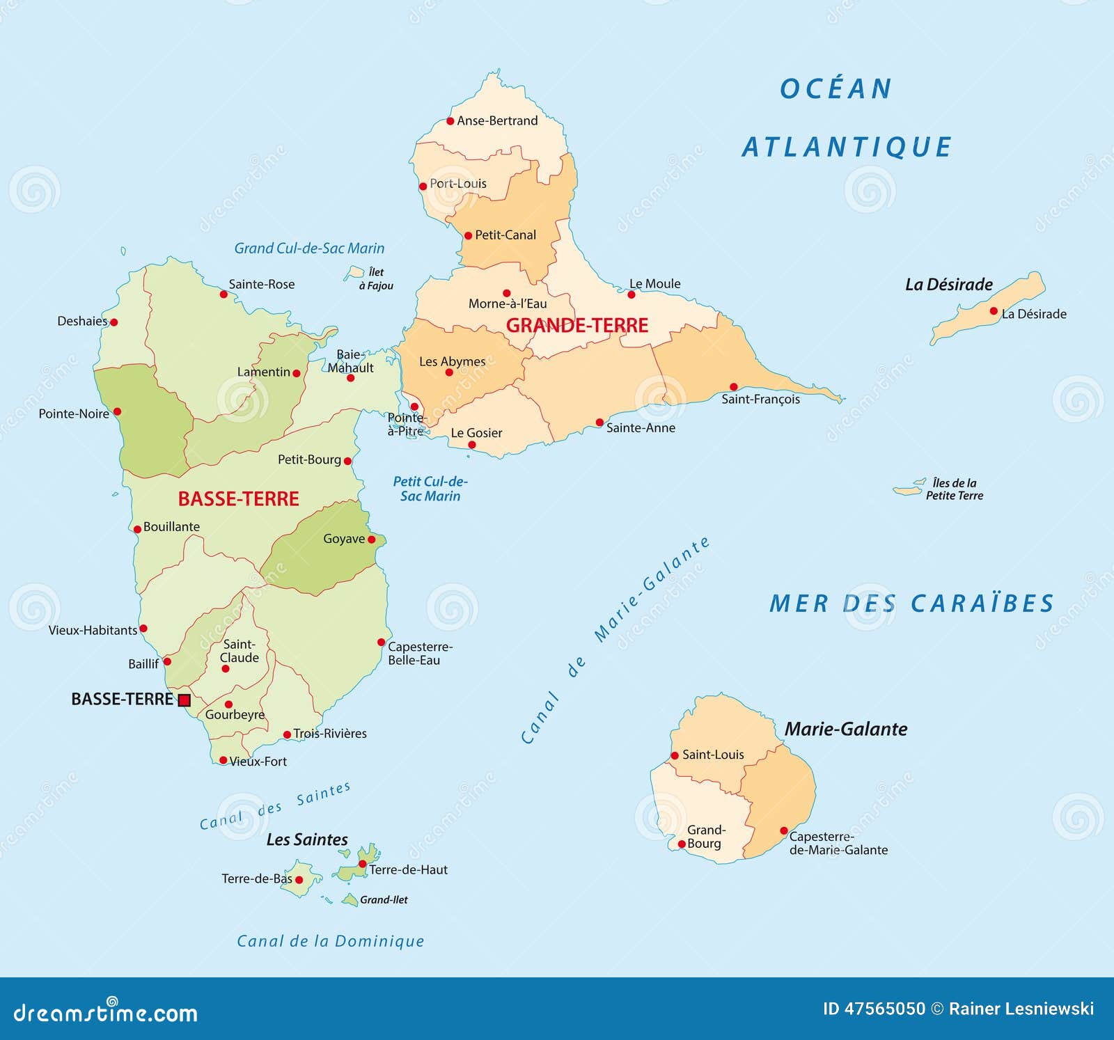 Mapa Administrativo De Guadalupe Ilustración del Vector - Ilustración ...