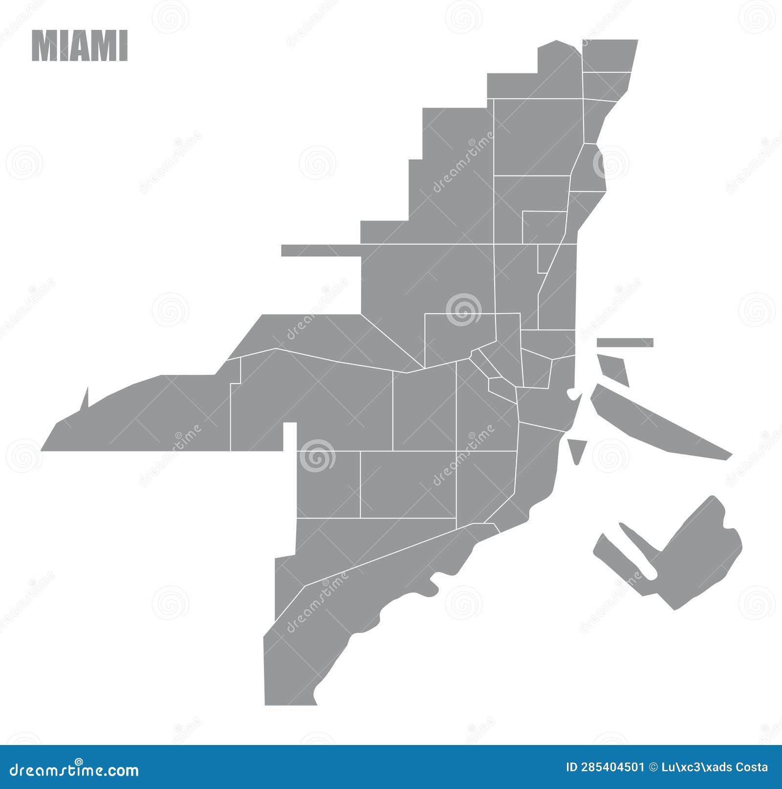 Mapa Administrativo De Miami Ilustración del Vector - Ilustración de ...