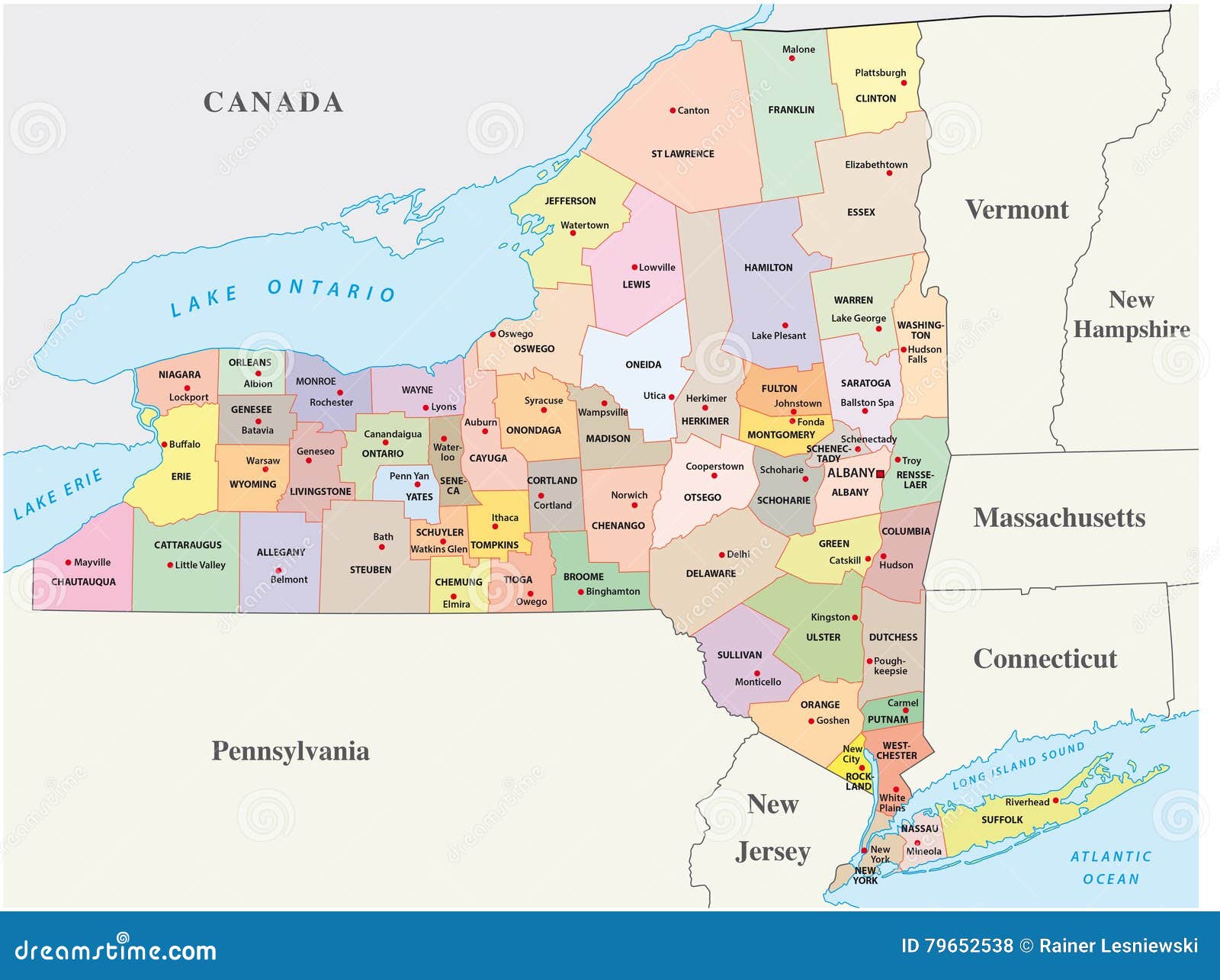 Mapa Administrativo De Nueva York Ilustración del Vector - Ilustración ...