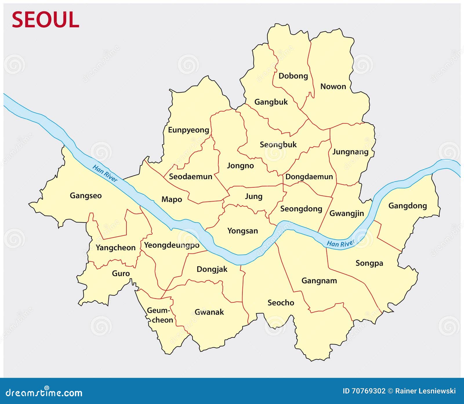 Mapa Administrativo De Seoul Ilustração Stock - Ilustração de mapa ...