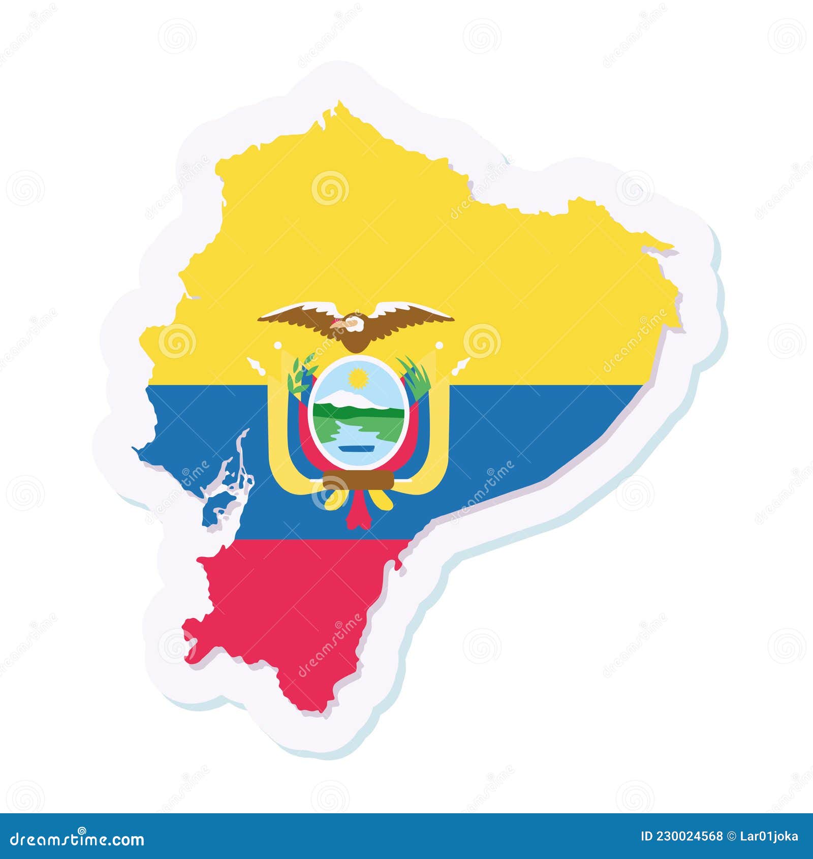 Mapa Aislado De Ecuador Con Su Bandera Ilustración del Vector ...