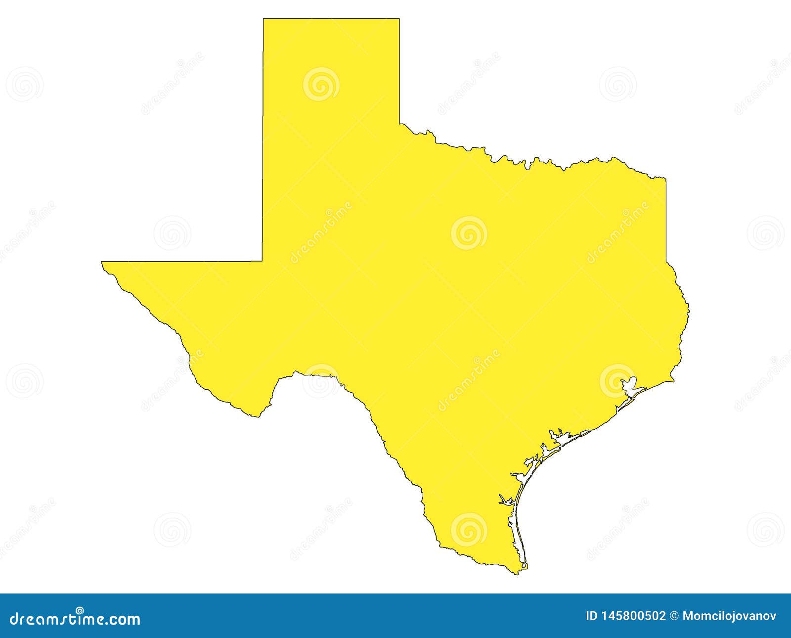 Mapa Amarillo Del Estado De Los E.E.U.U. De Tejas Ilustración del ...