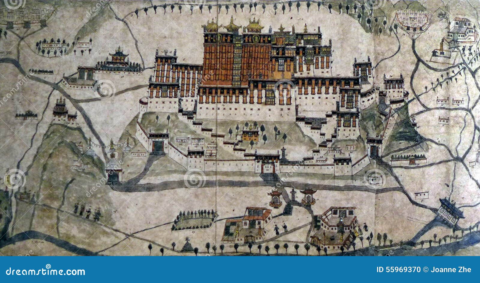 Mapa Antiguo 1859 De Lasa, El Palacio Potala Foto de archivo - Imagen ...