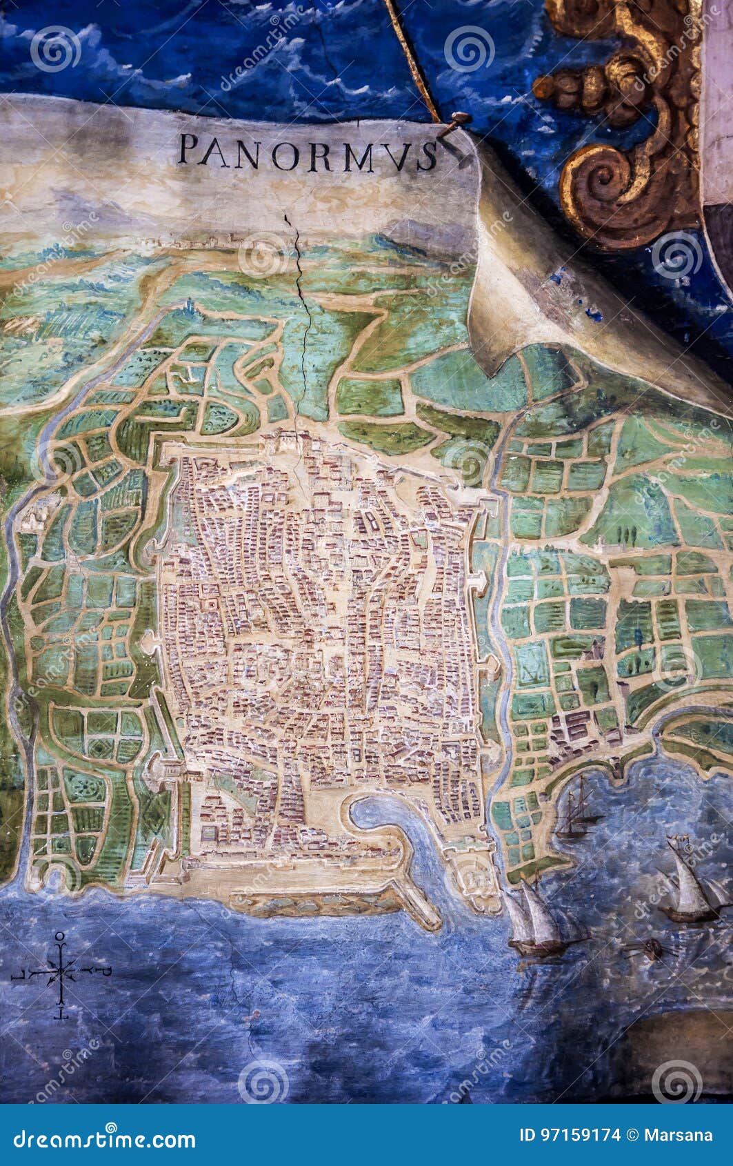 Mapa antiguo de Palermo imagen de archivo editorial. Imagen de santo ...