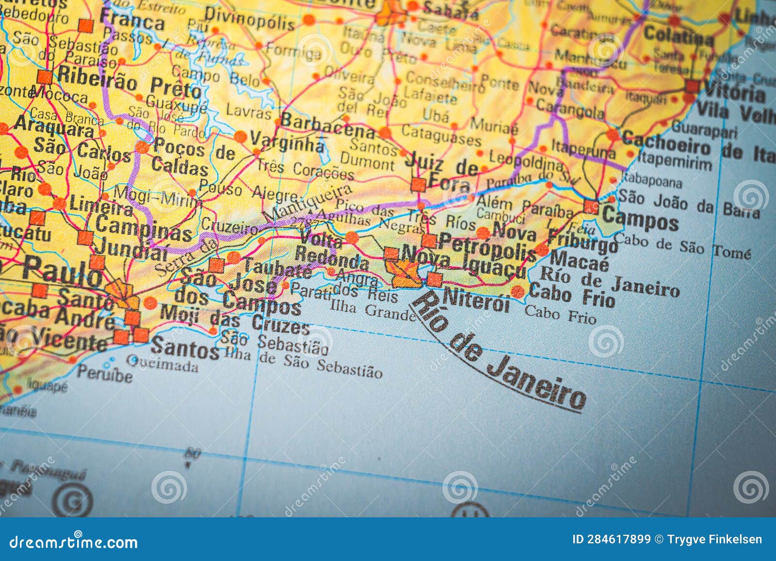 Mapa Atlas Do Rio De Janeiro No Brasil. Imagem de Stock - Imagem de ...