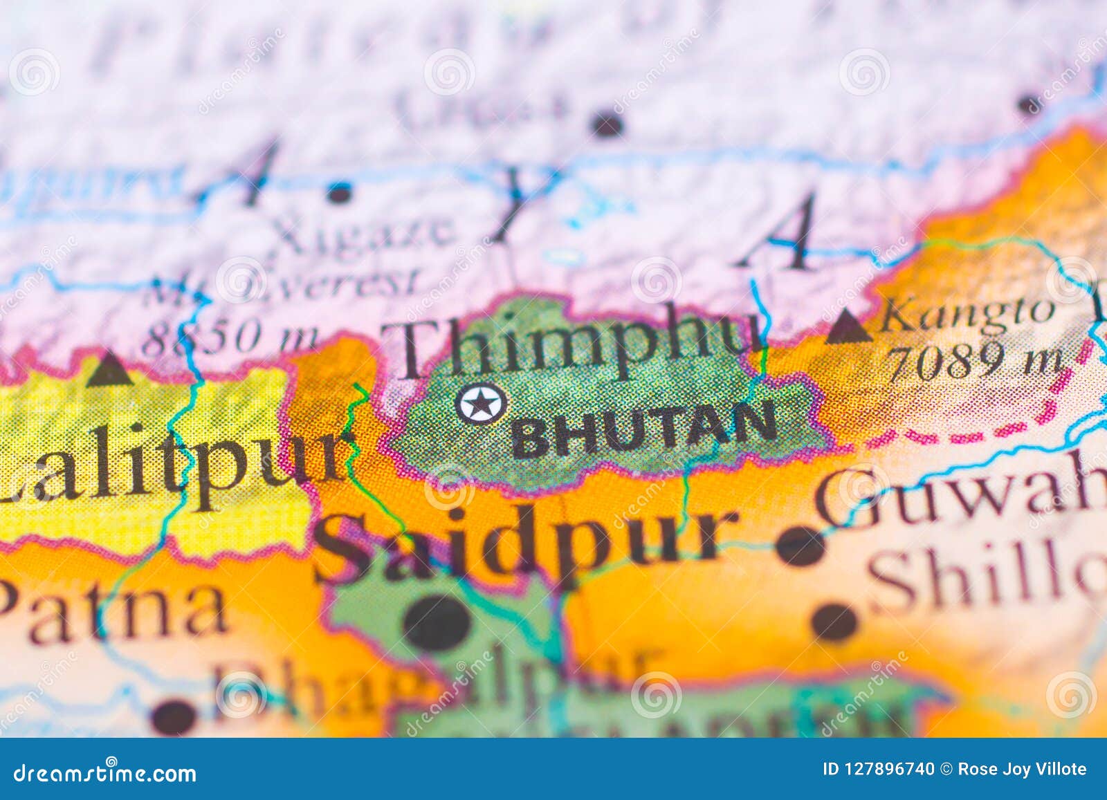 Mapa Bhutan zdjęcie stock. Obraz złożonej z ziemie, kapitał - 127896740