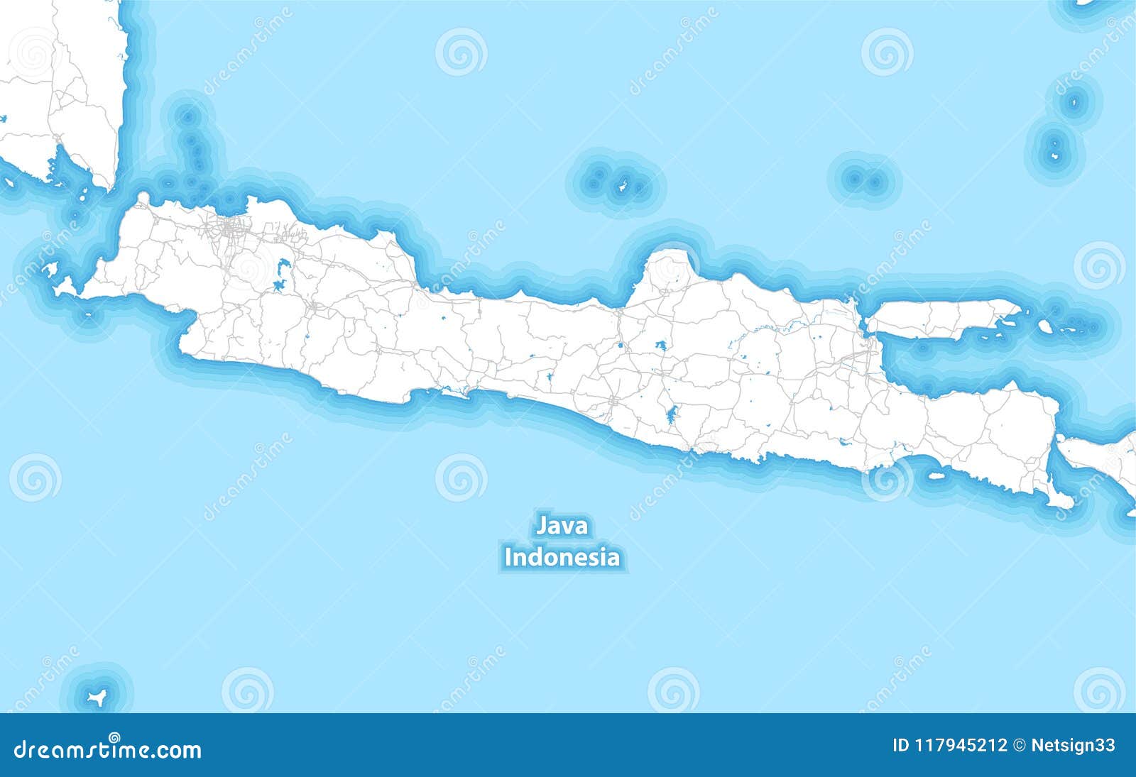 Mapa Bicolor Da Ilha De Java, Indonésia Ilustração do Vetor ...