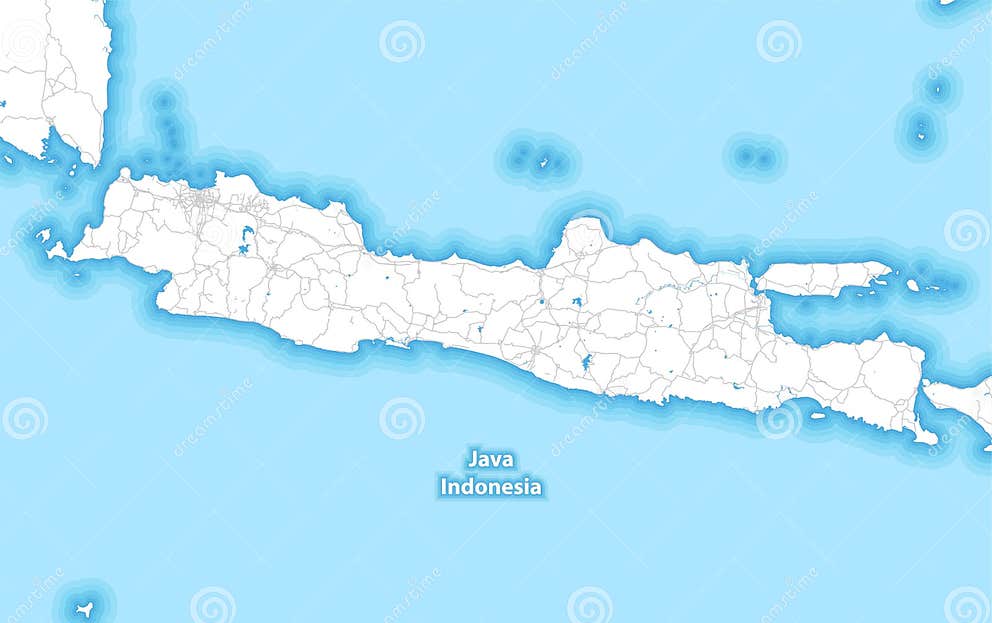 Mapa Bicolor Da Ilha De Java, Indonésia Ilustração do Vetor ...