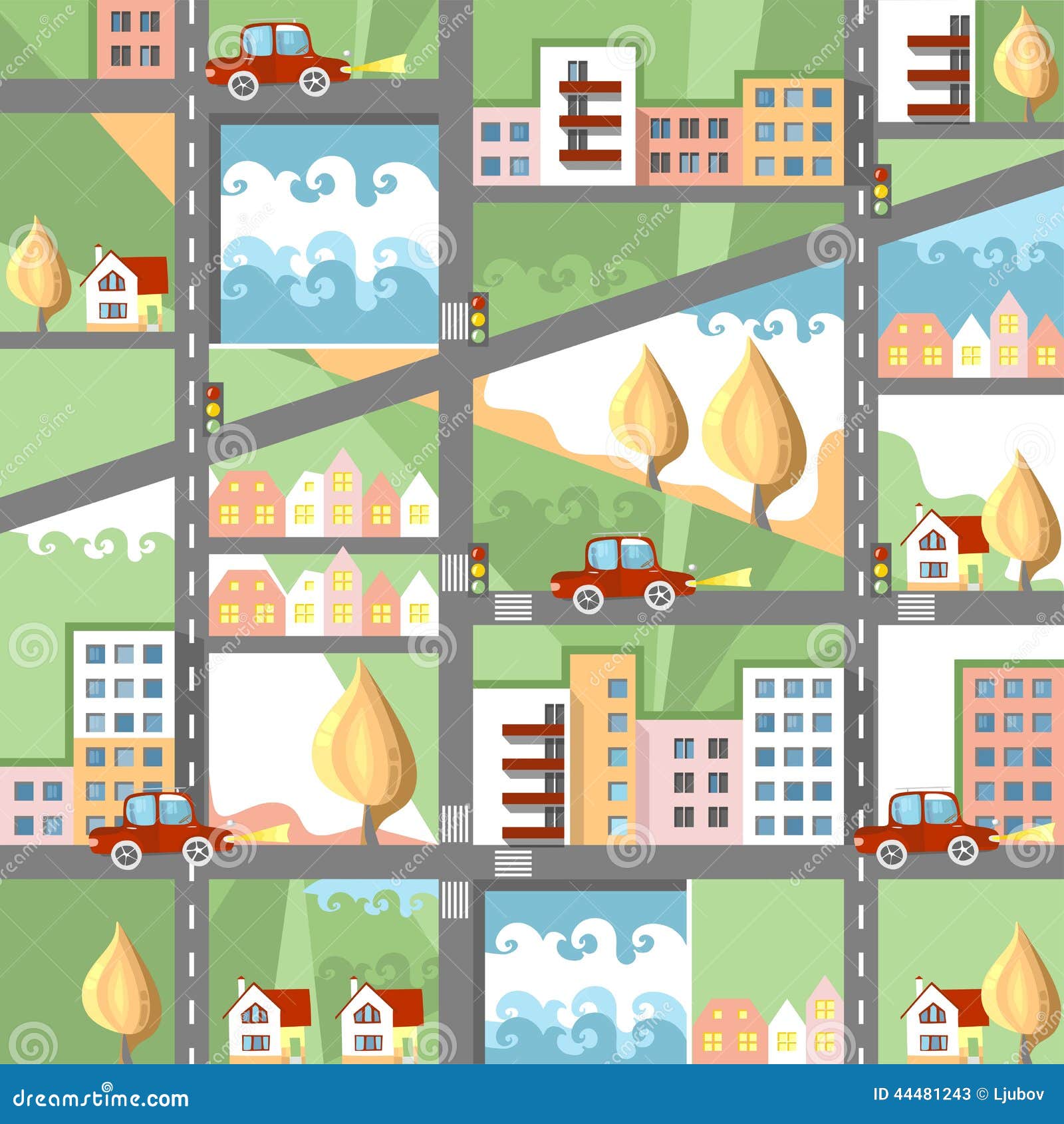 Mapa Bonito Da Cidade Dos Desenhos Animados Ilustração do Vetor ...