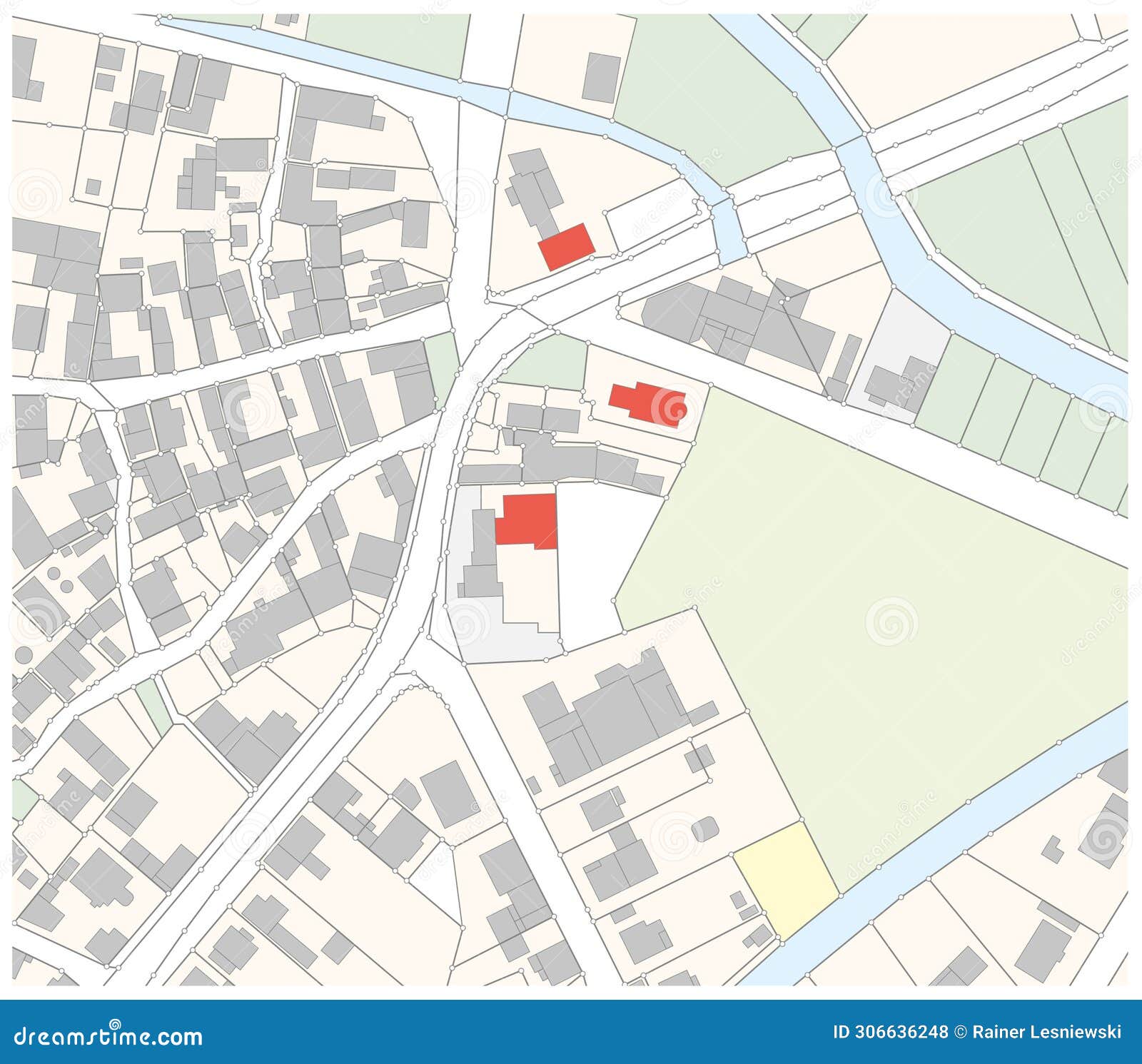 Mapa Catastral Dividido Con Calles Y Edificios Ilustración del Vector ...