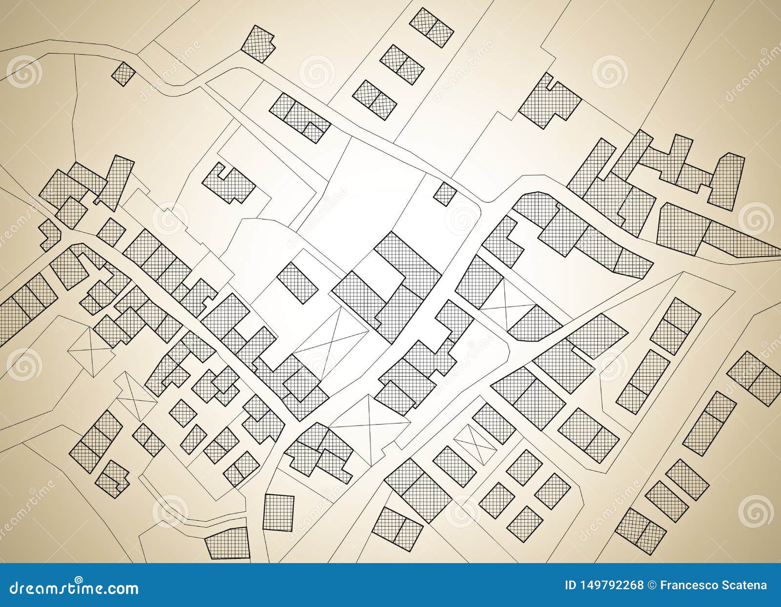 Mapa Catastral Imaginario Del Territorio Con Los Edificios Y Los ...