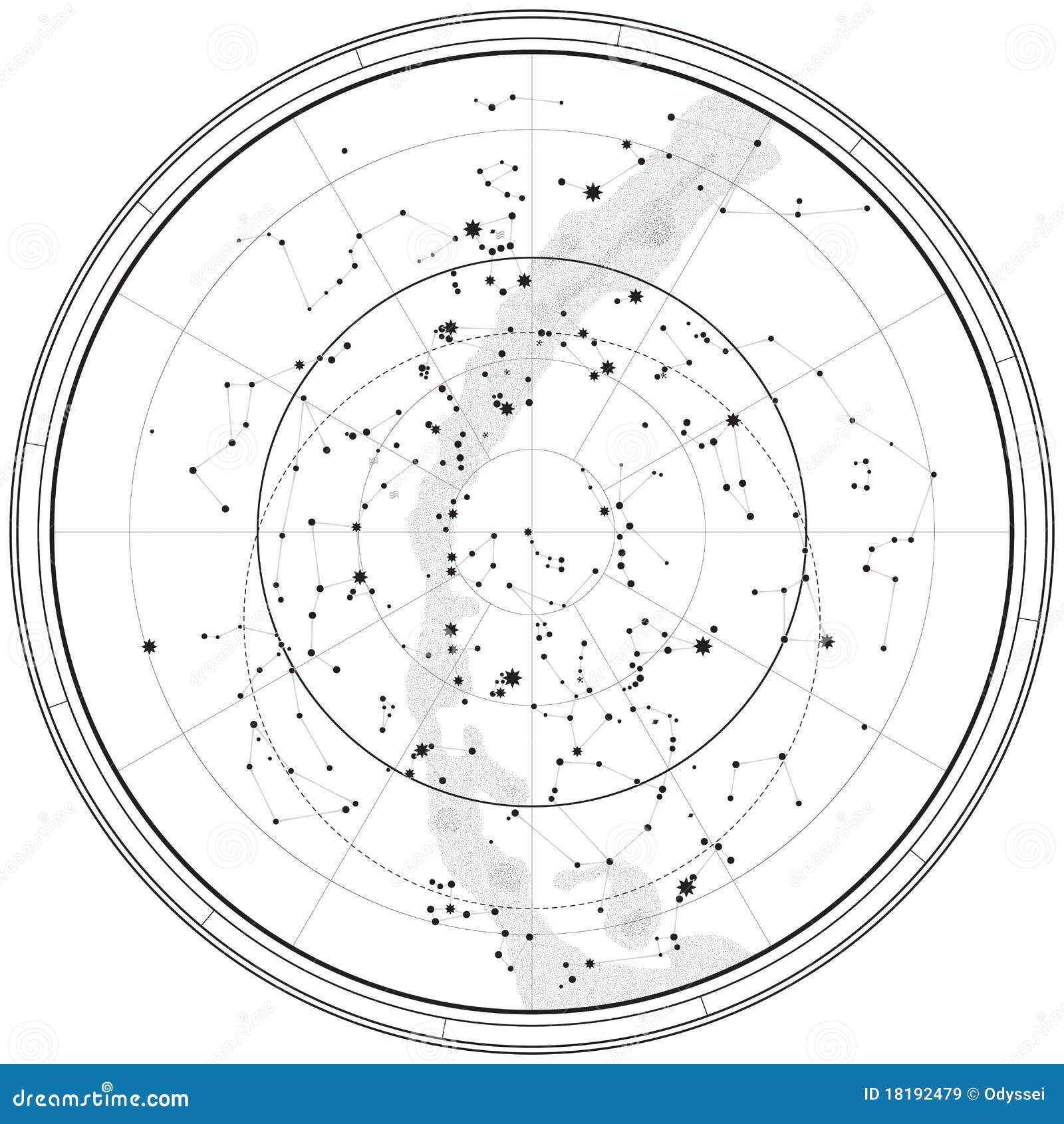Mapa celestial astronômico ilustração do vetor. Ilustração de norte ...