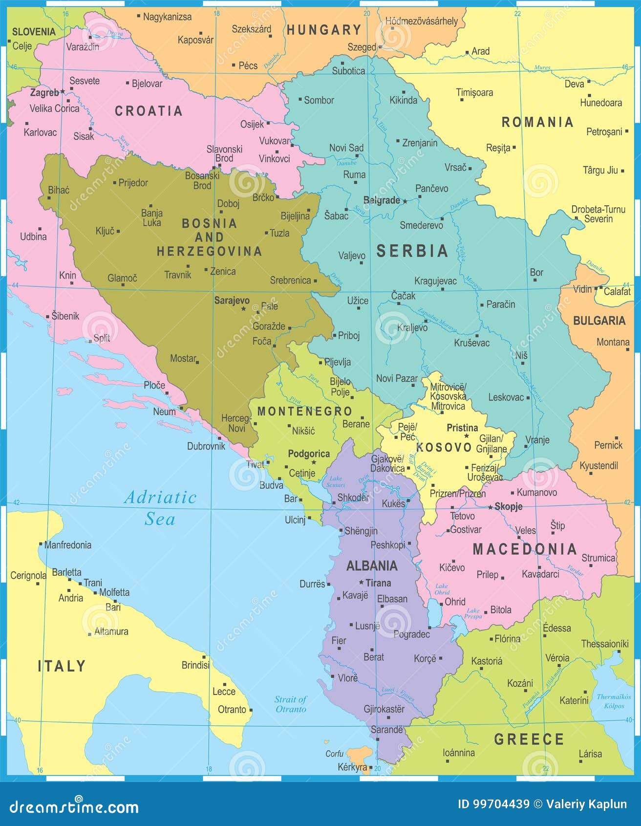 Mapa Central De Balcãs - Ilustração Do Vetor Ilustração Stock ...