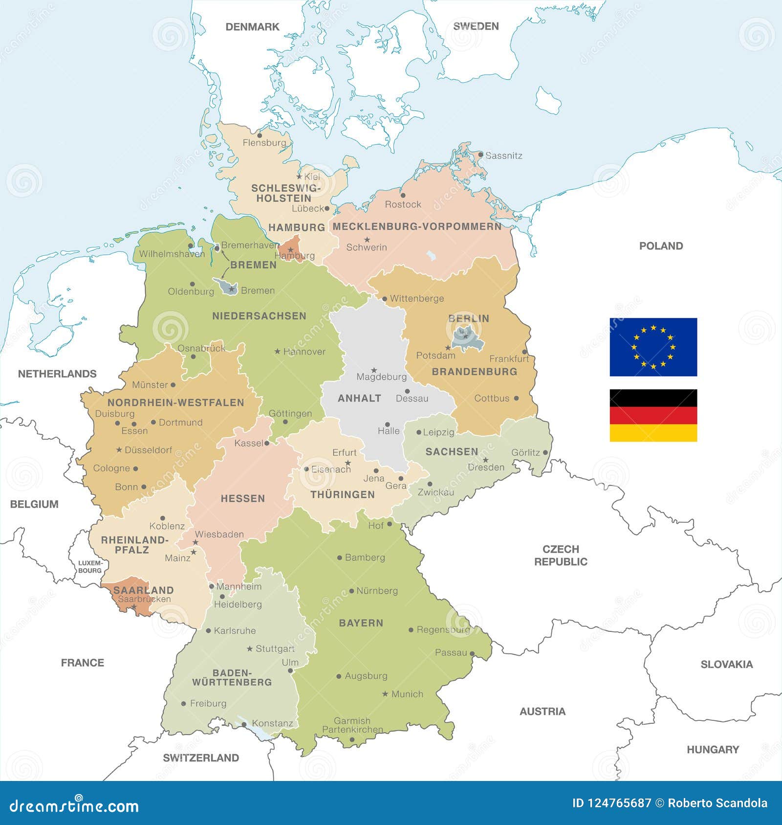 Mapa Colorido Do Vetor De Alemanha Ilustração do Vetor - Ilustração de ...