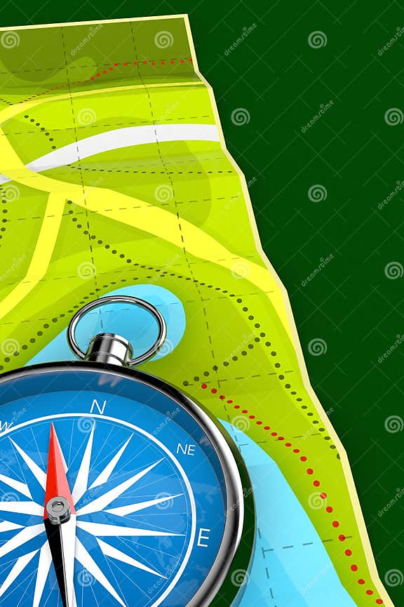 Mapa com compasso ilustração stock. Ilustração de compasso - 104932040