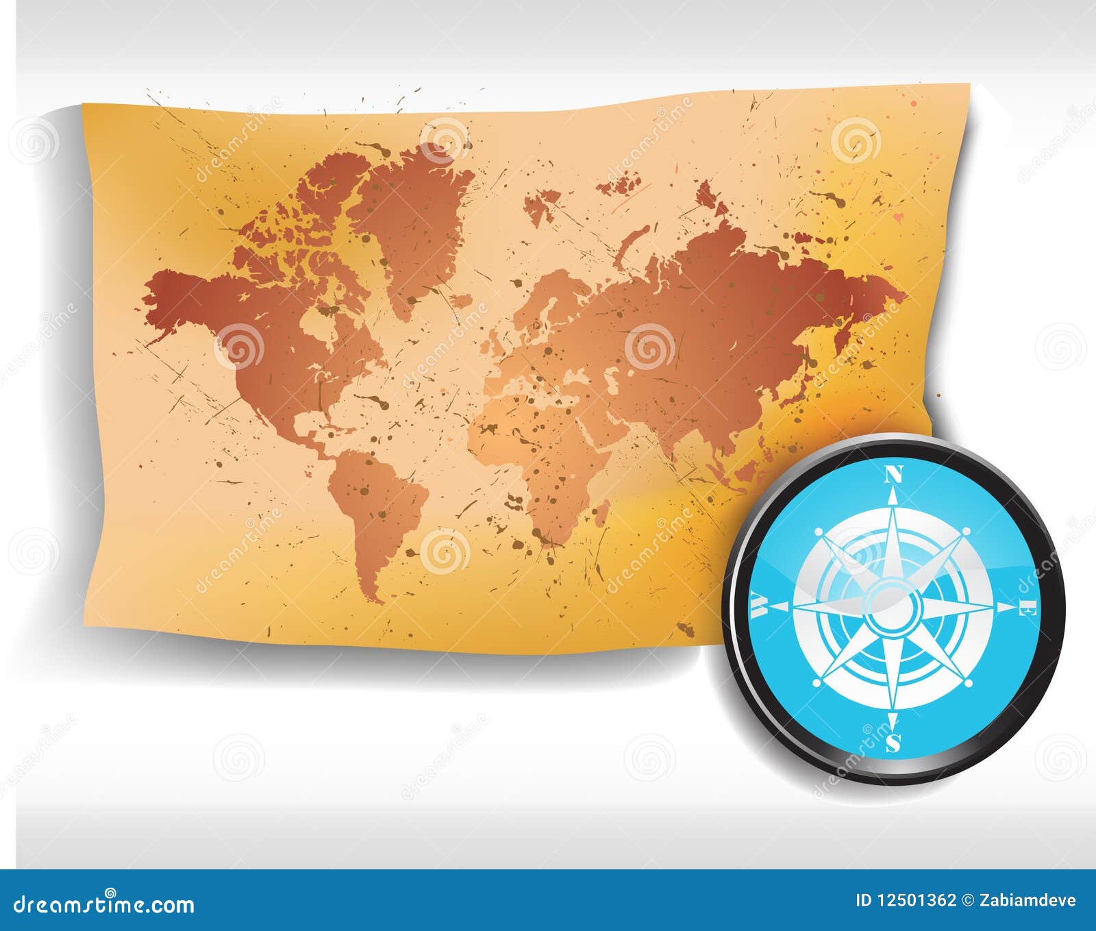 Mapa com compasso ilustração do vetor. Ilustração de estrela - 12501362