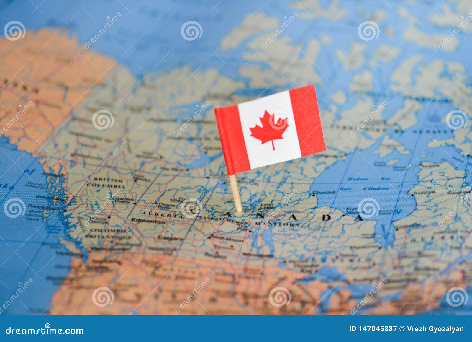 Mapa Con La Bandera De Canad? Imagen de archivo - Imagen de atlas, recorrido: 147045887
