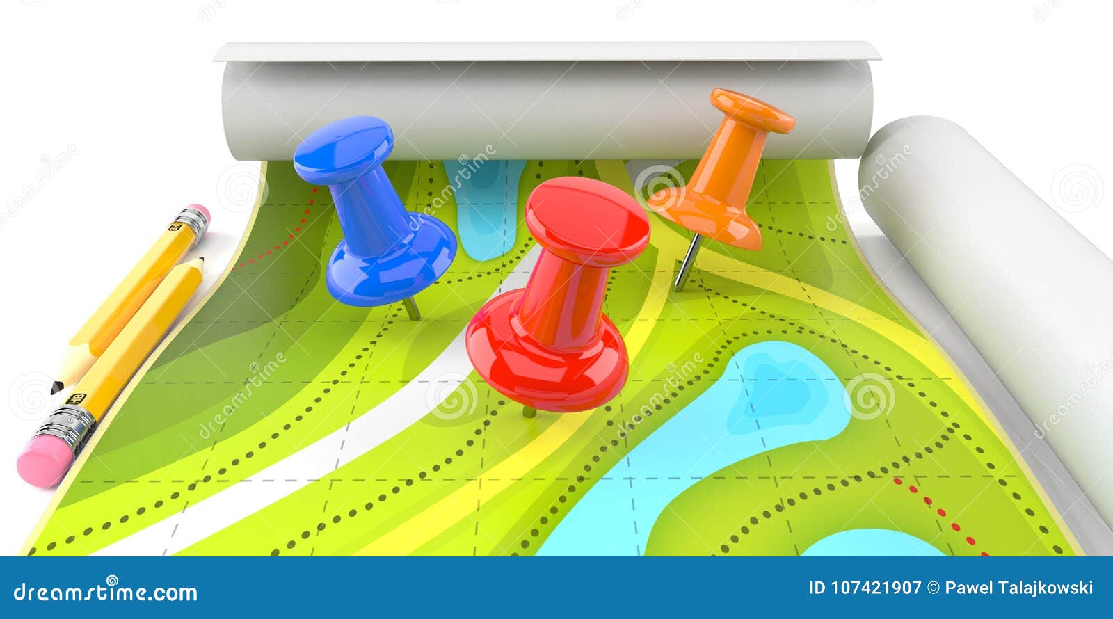 Mapa con las chinchetas stock de ilustración. Ilustración de idea ...