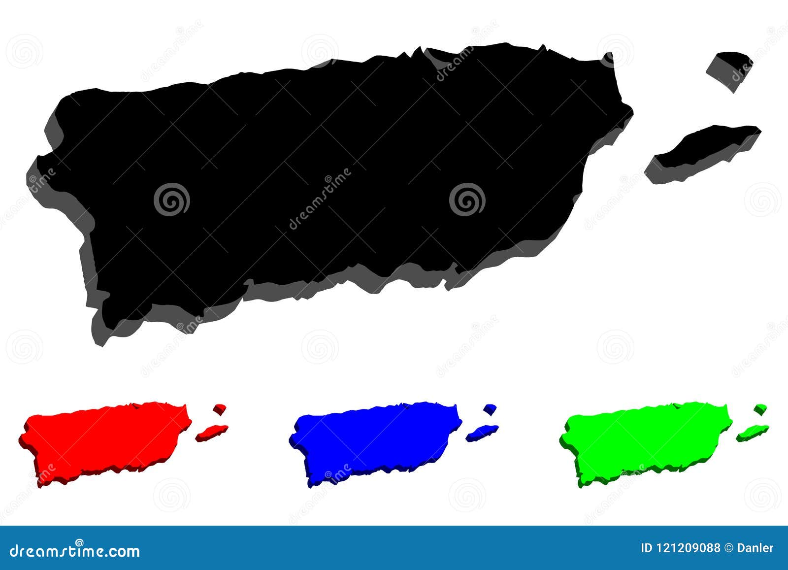 Mapa 3D de Puerto Rico ilustración del vector. Ilustración de fronteras ...