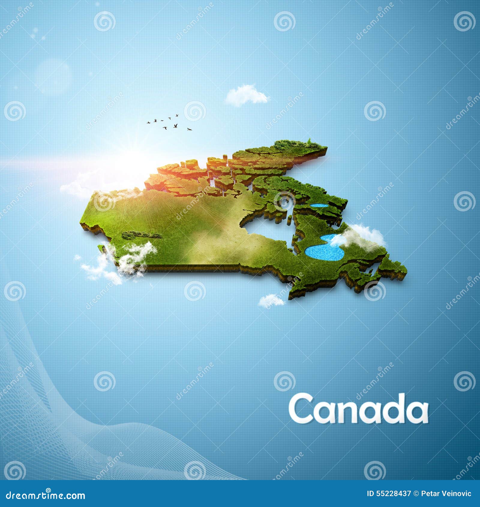 Mapa 3D Realístico De Canadá Ilustração Stock - Ilustração de ...