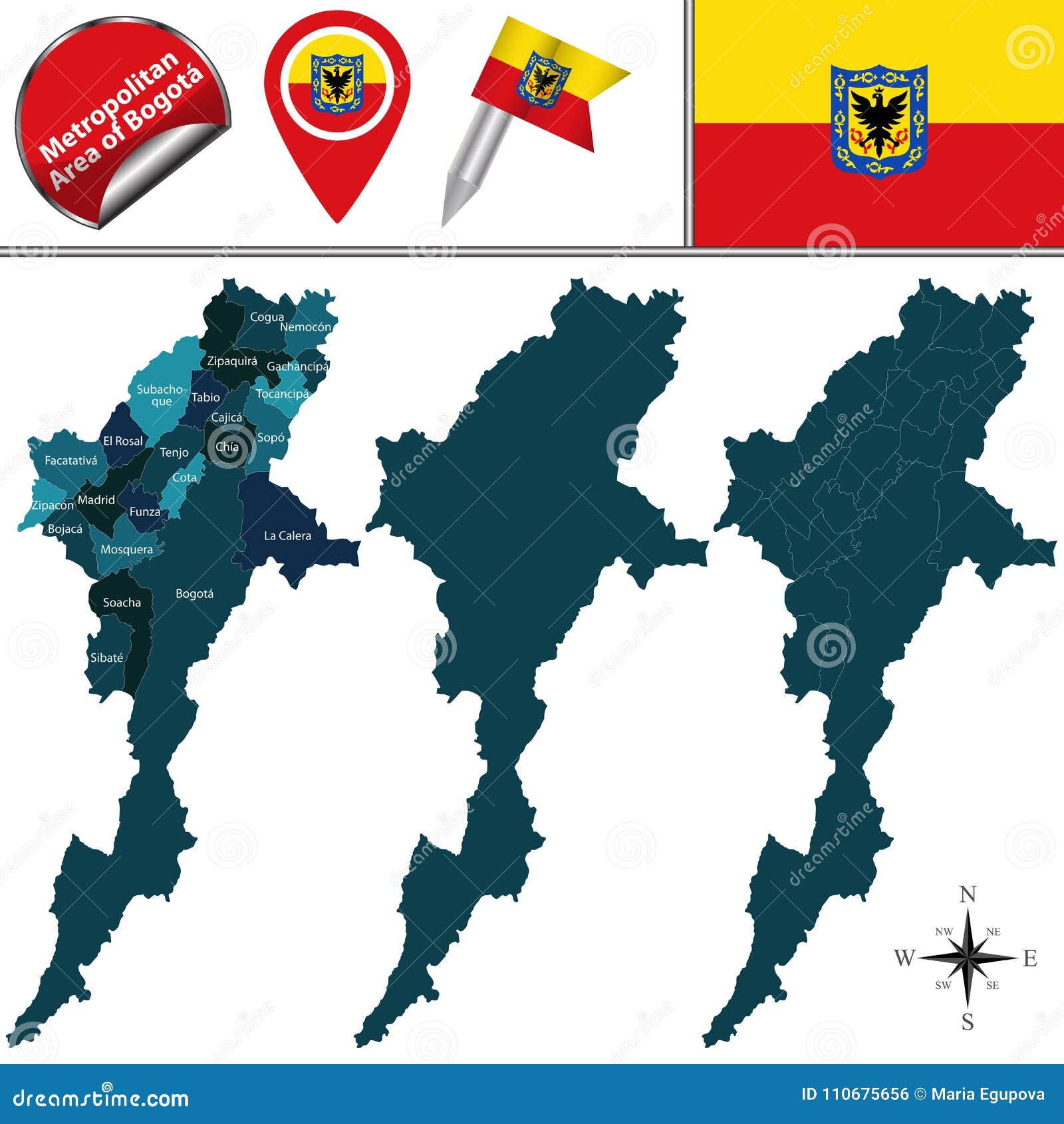 Mapa Da área Metropolitana De Bogotá Ilustração do Vetor - Ilustração ...